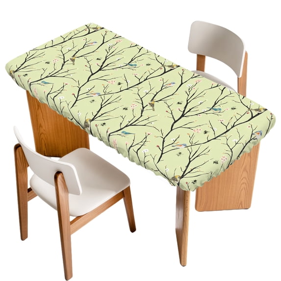 Branch Flower Fitted Rectangle Tablecloth 30" x 60" Bee Bird Bud Retro ...