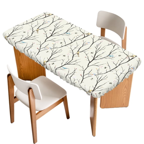 Branch Flower Fitted Rectangle Tablecloth 32" x 72" Bee Bird Bud Retro ...