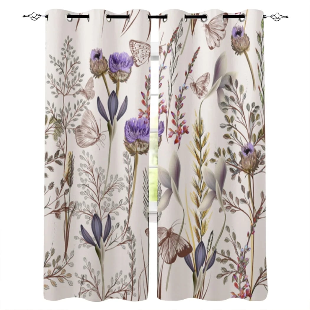 Branch Flowers Butterfly Bird Window Curtain For Living Room Bedroom ...