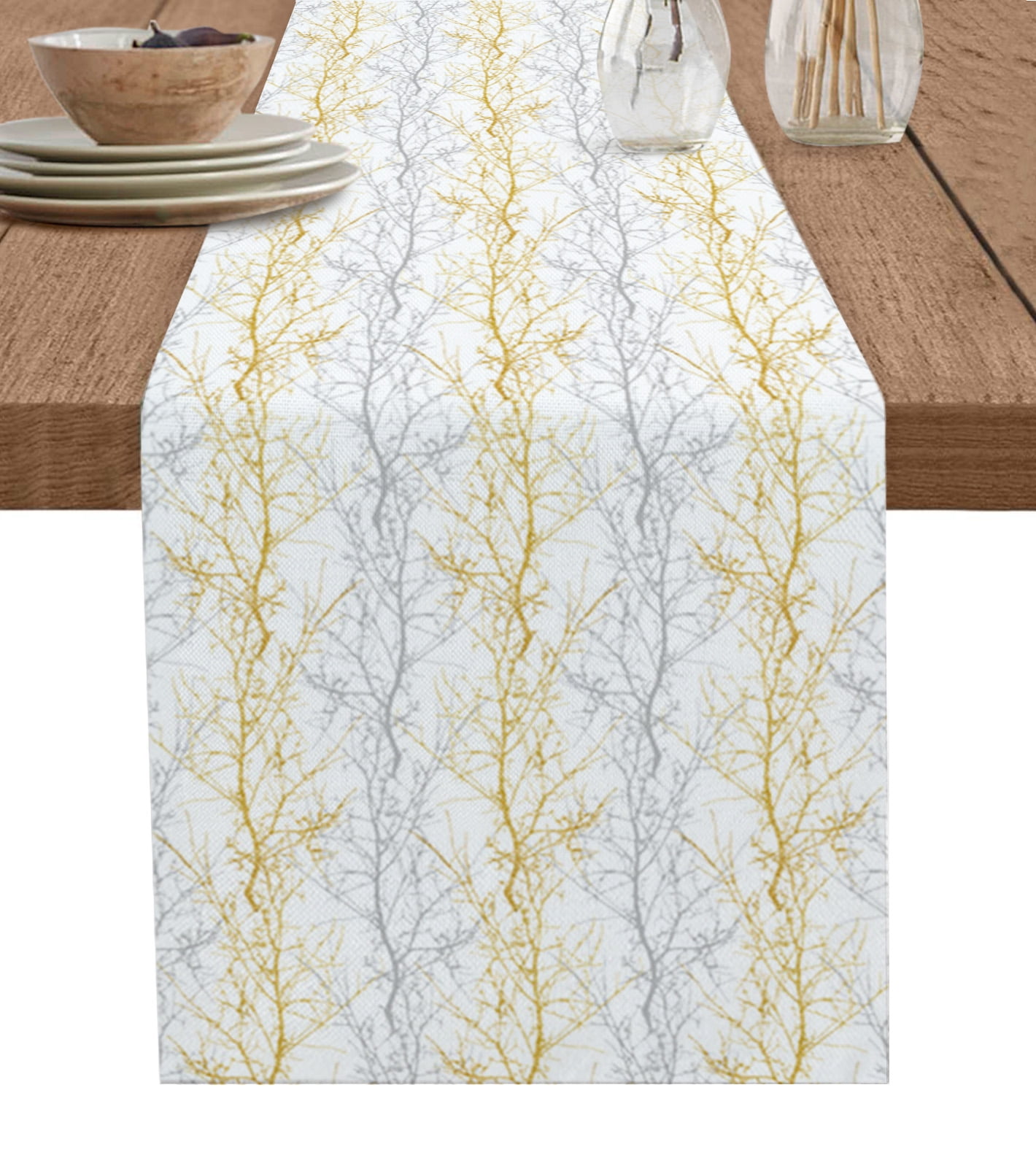 Branch Gradient Simple Wind Grey Gold Table Runner ration Home r Dinner ...