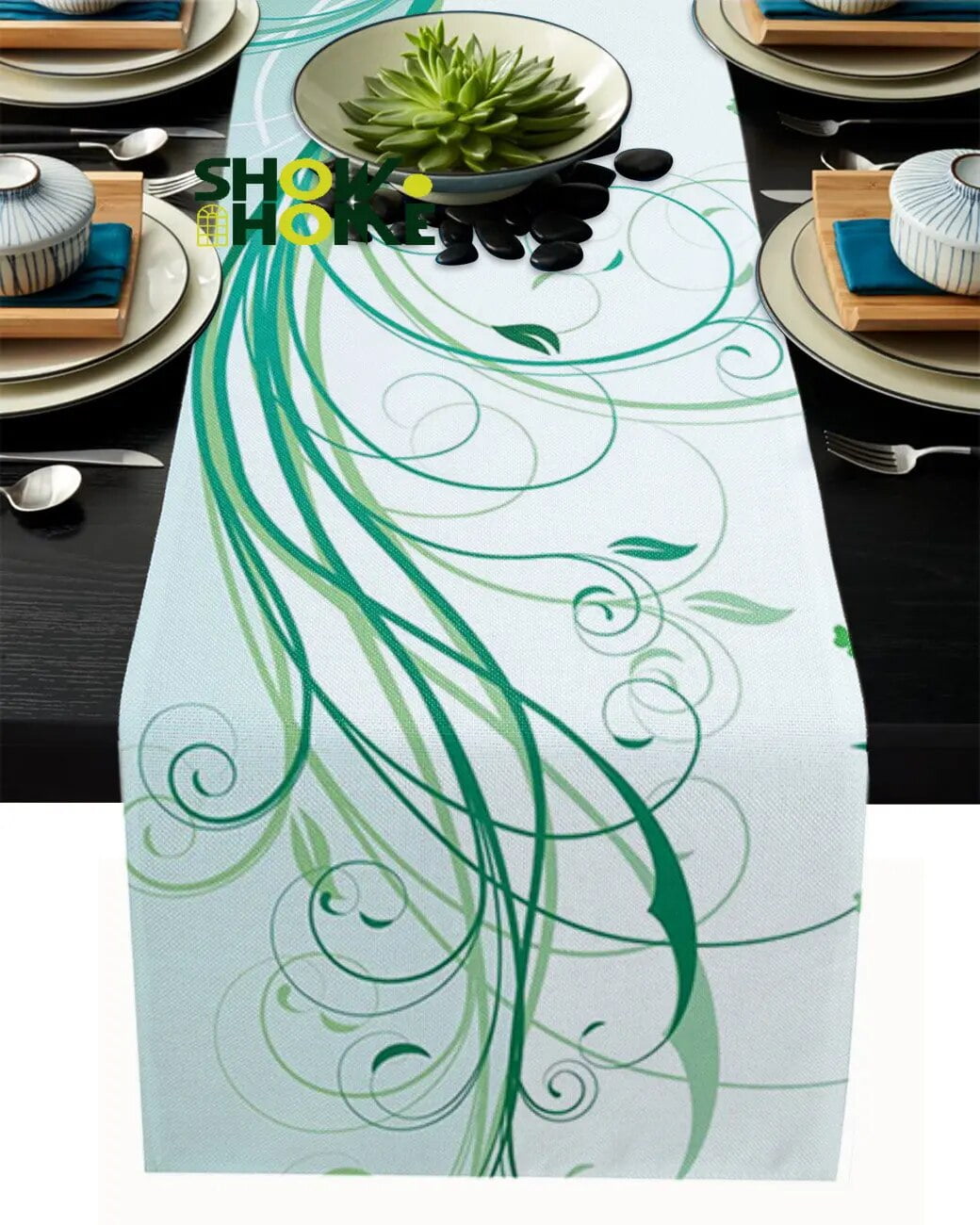 Branch Leaf Butterfly Abstract Art Table Runner Luxury Home Dining ...
