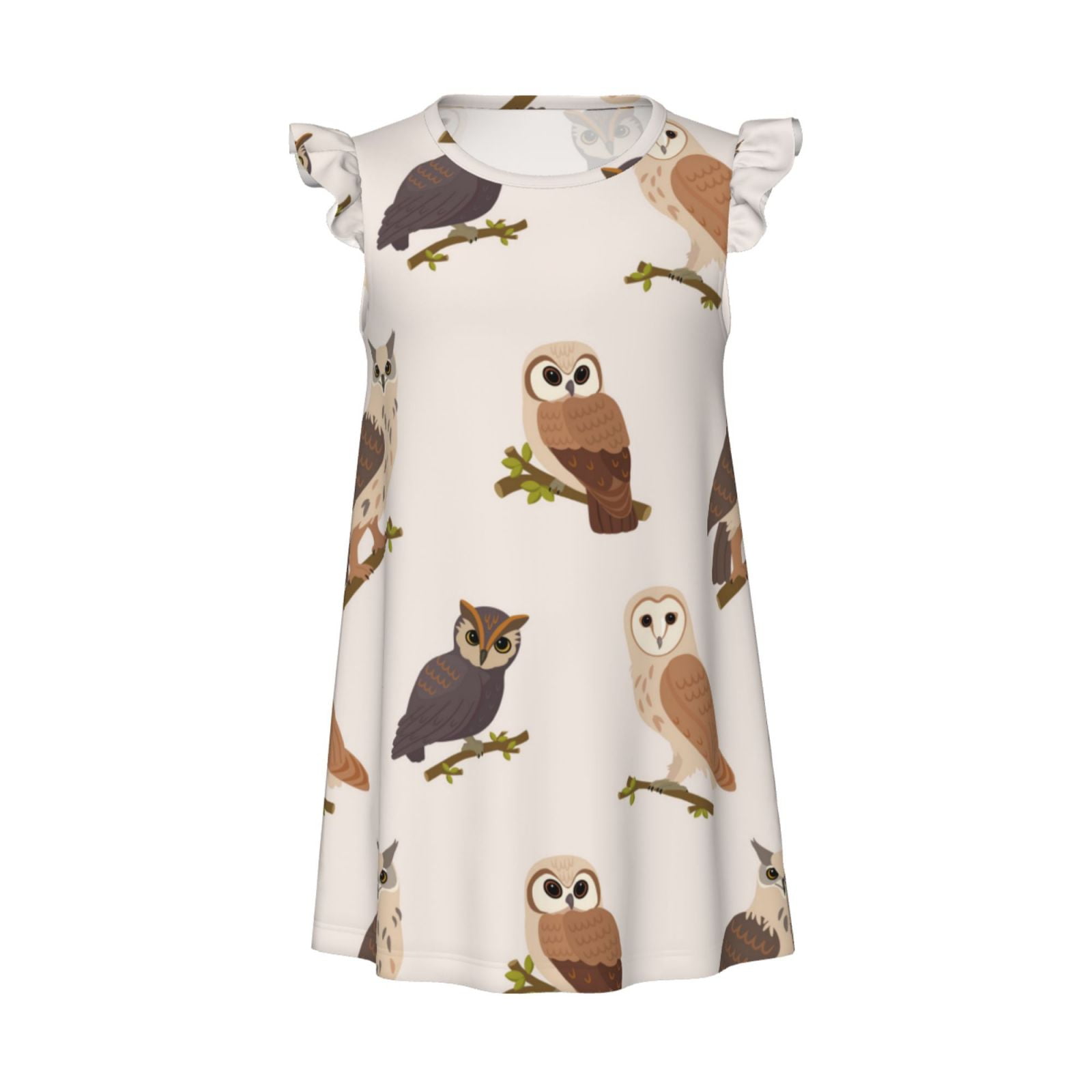 Branch Owls Girls Nightgowns, Short Sleeves Princess Dress, Girls ...
