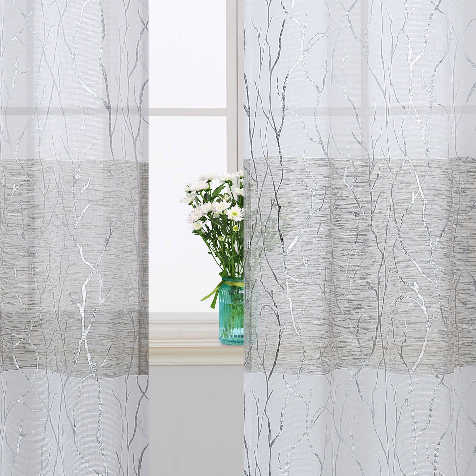 Branch Sheer Curtains, Curtain Panels for Living Room Light Filtering ...