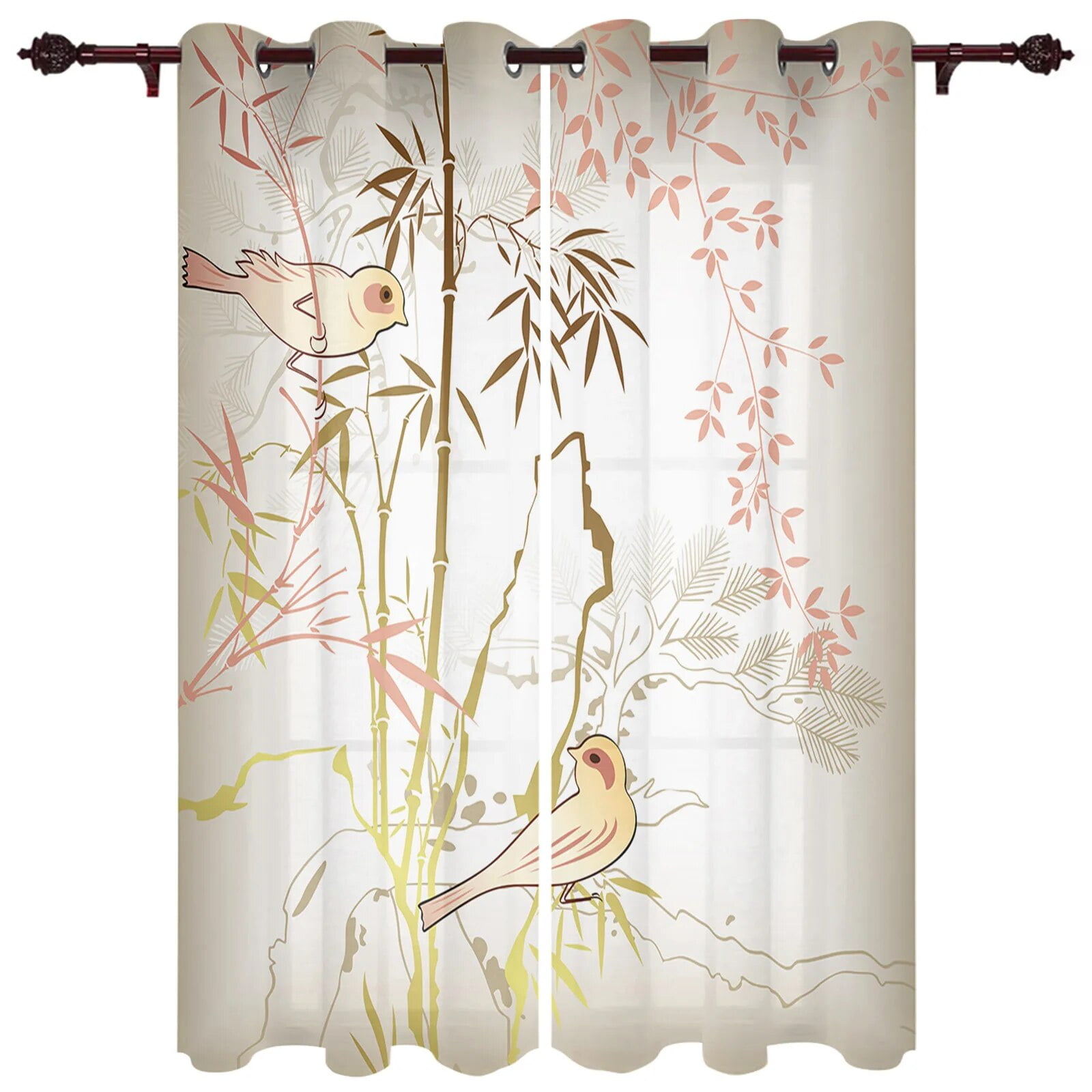 Branch Silhouette Bird Modern Curtains for Living Room Home Decoration ...