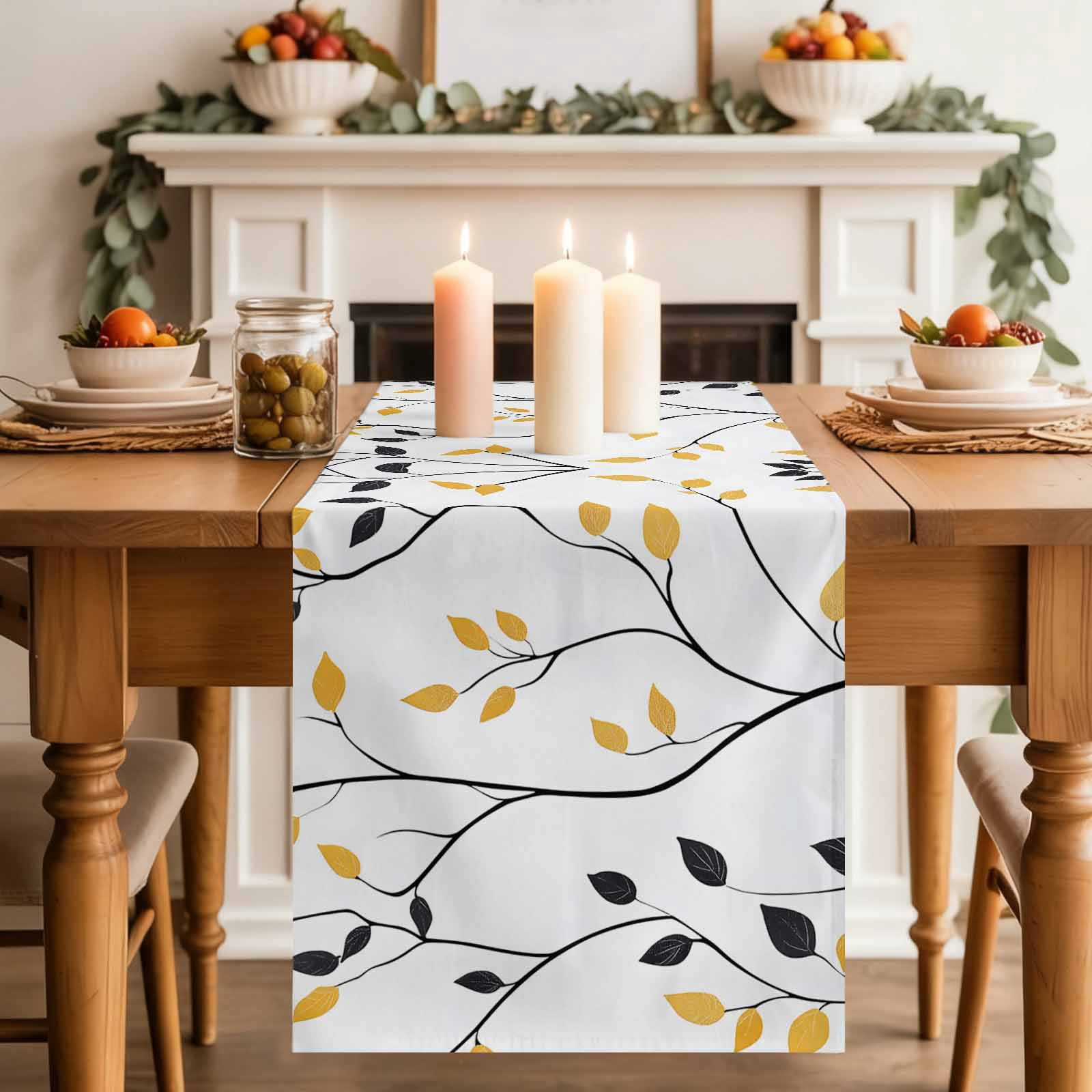 Branch Tree Silhouette Table Runner 13x120 Inch Rustic Vintage Black ...