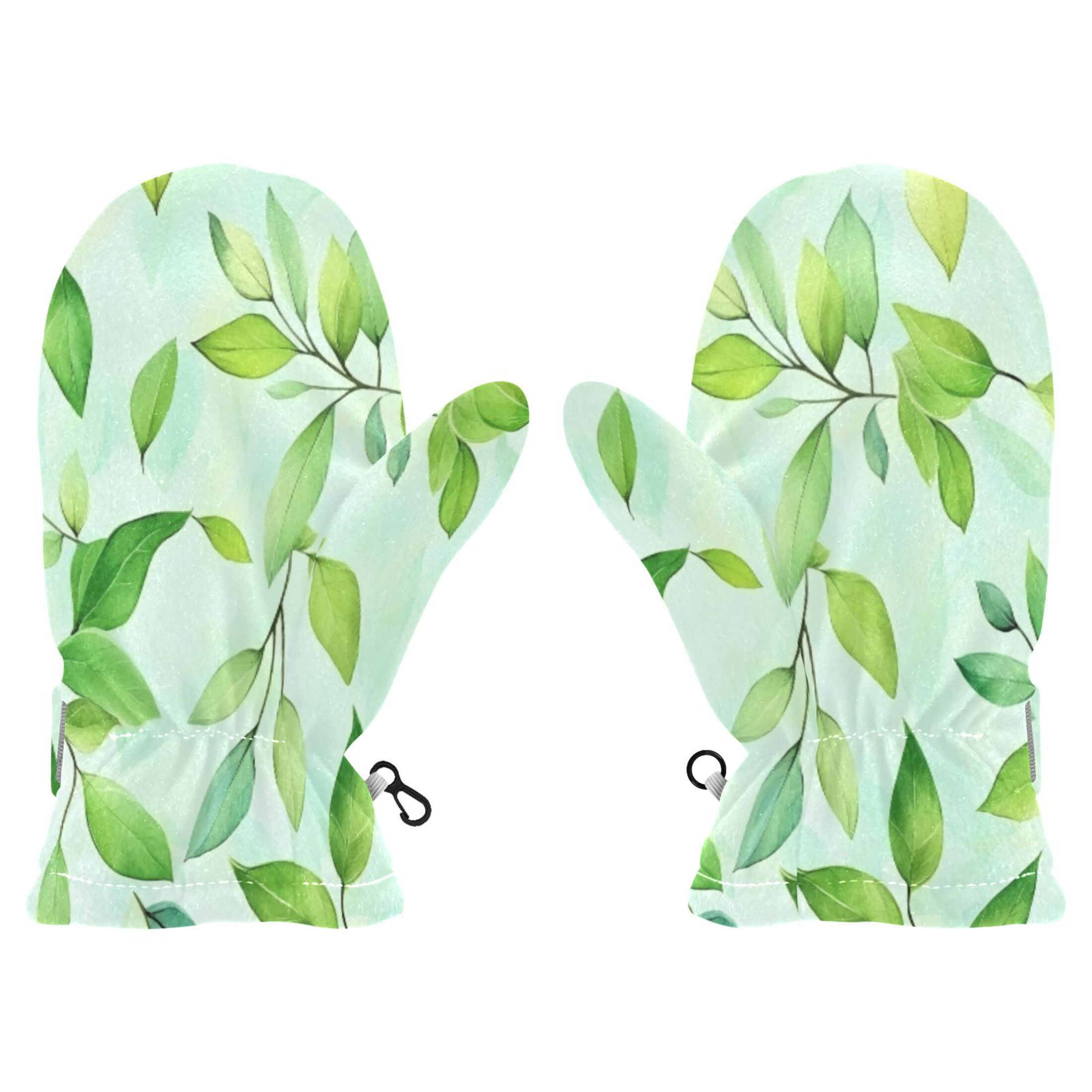 Branch with New Leaves Witch Cauldron Pattern Cold Weather Mittens Cozy ...