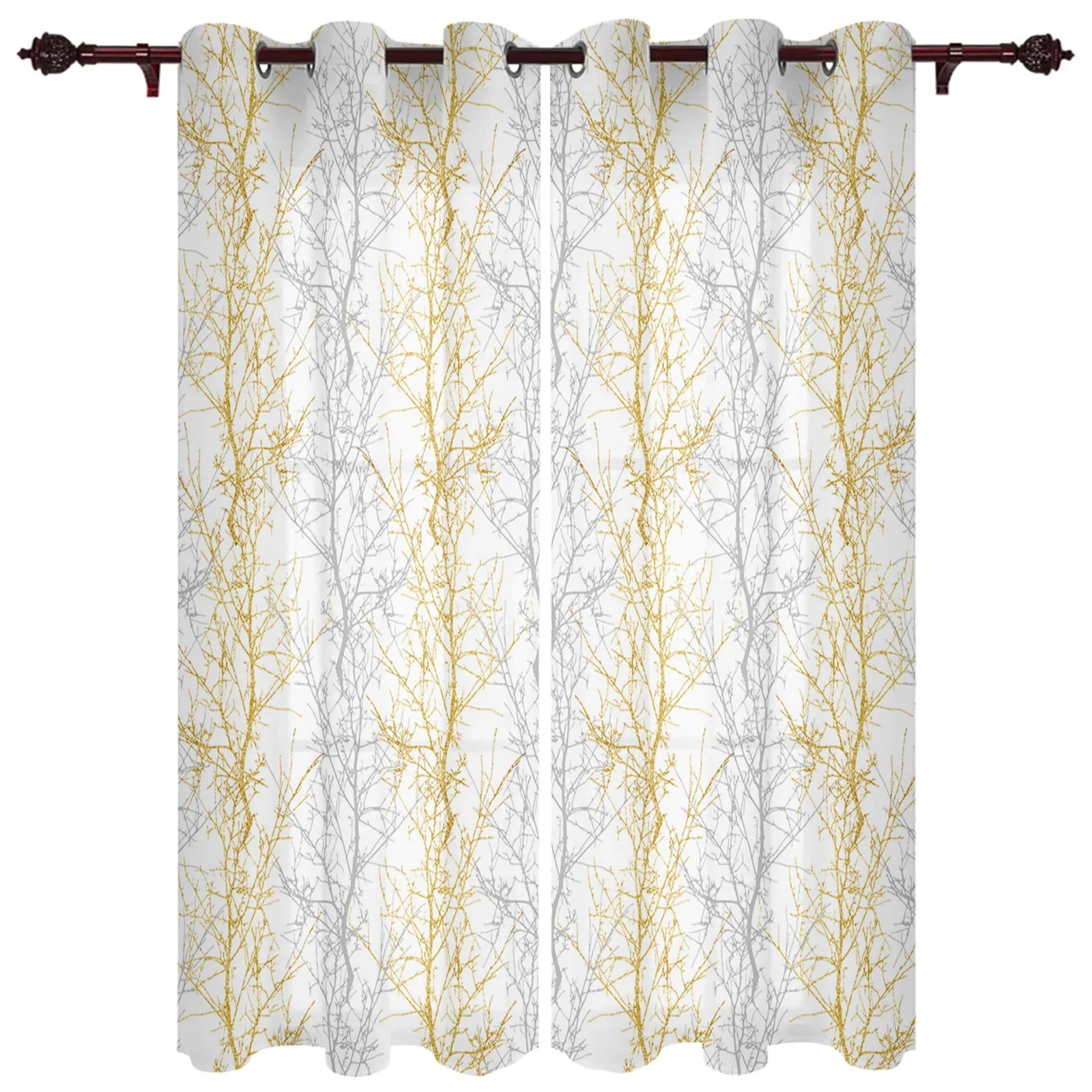 Branches Gradient Simple Window Curtains for Living Room Bedroom Luxury ...