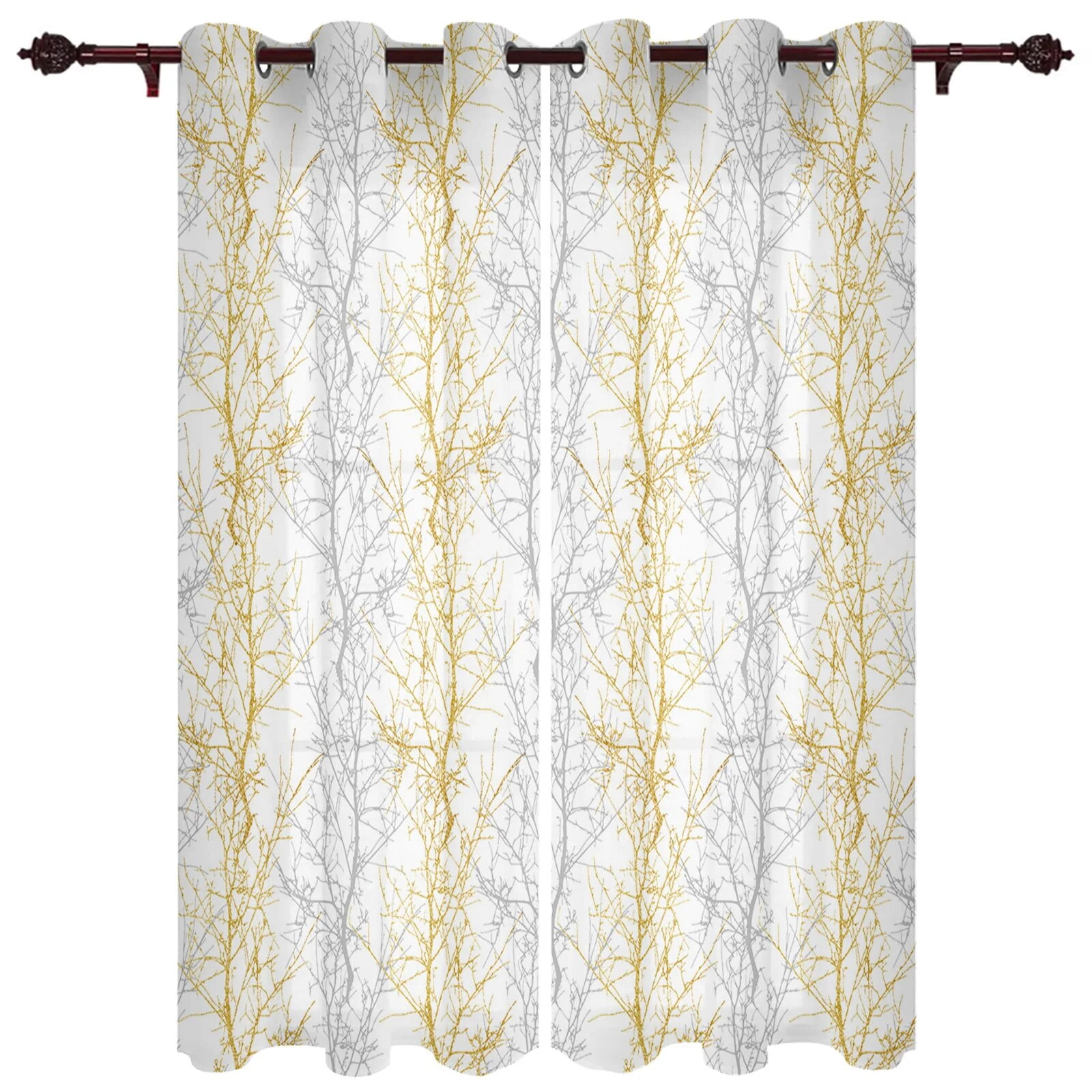 Branches Gradient Simple Window Curtains for Living Room Bedroom Luxury ...