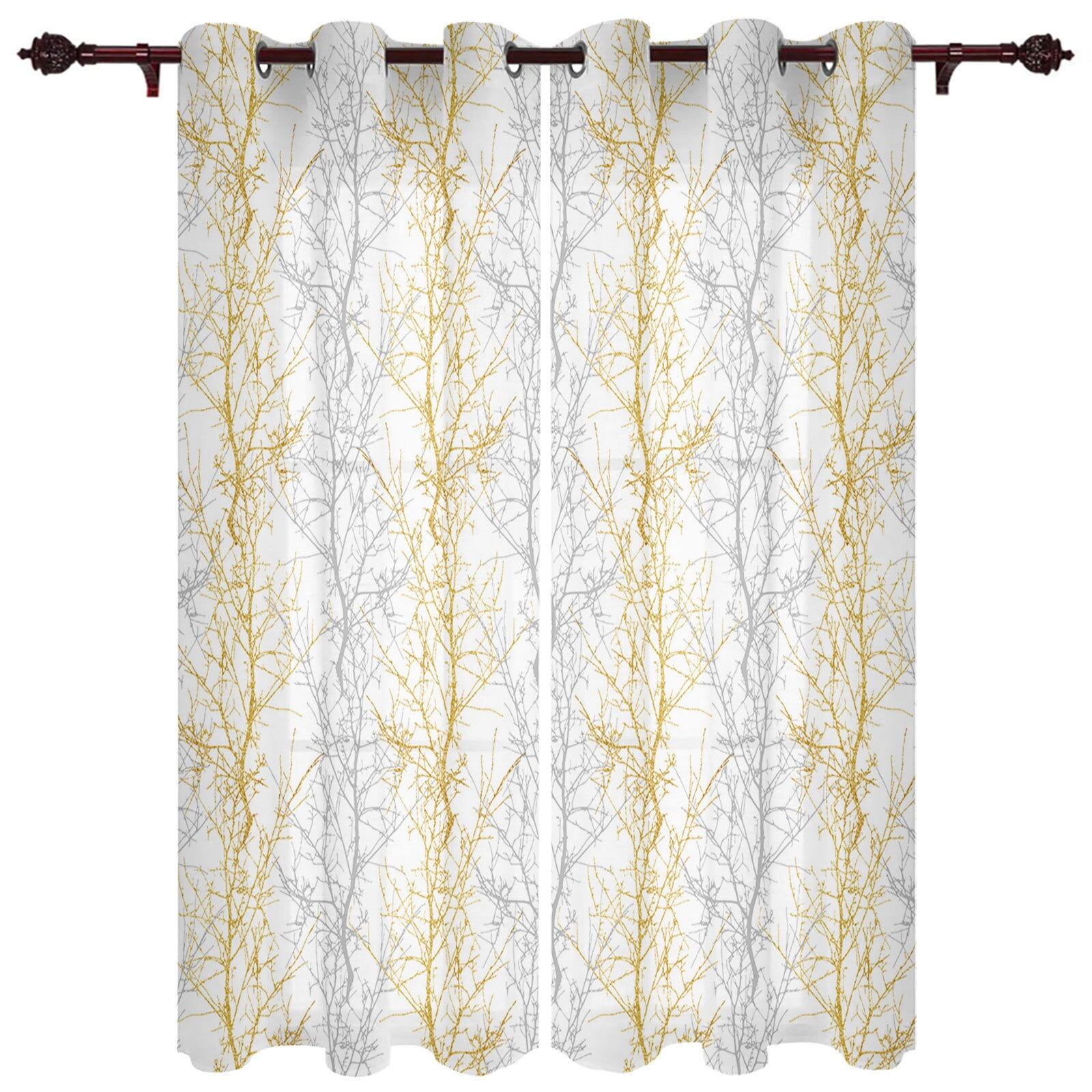 Branches Gradient Simple Window Curtains for Living Room Bedroom Modern ...