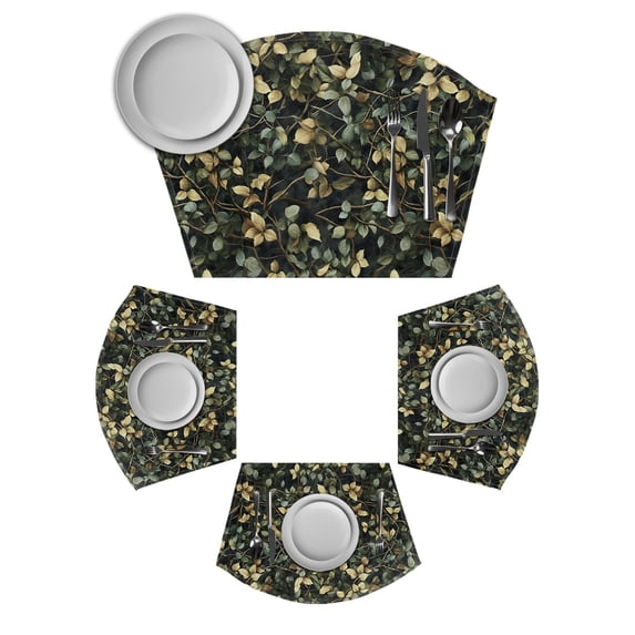 Branches Green Leaves Round Table Placemats Set of 2 Wedge Placemats ...