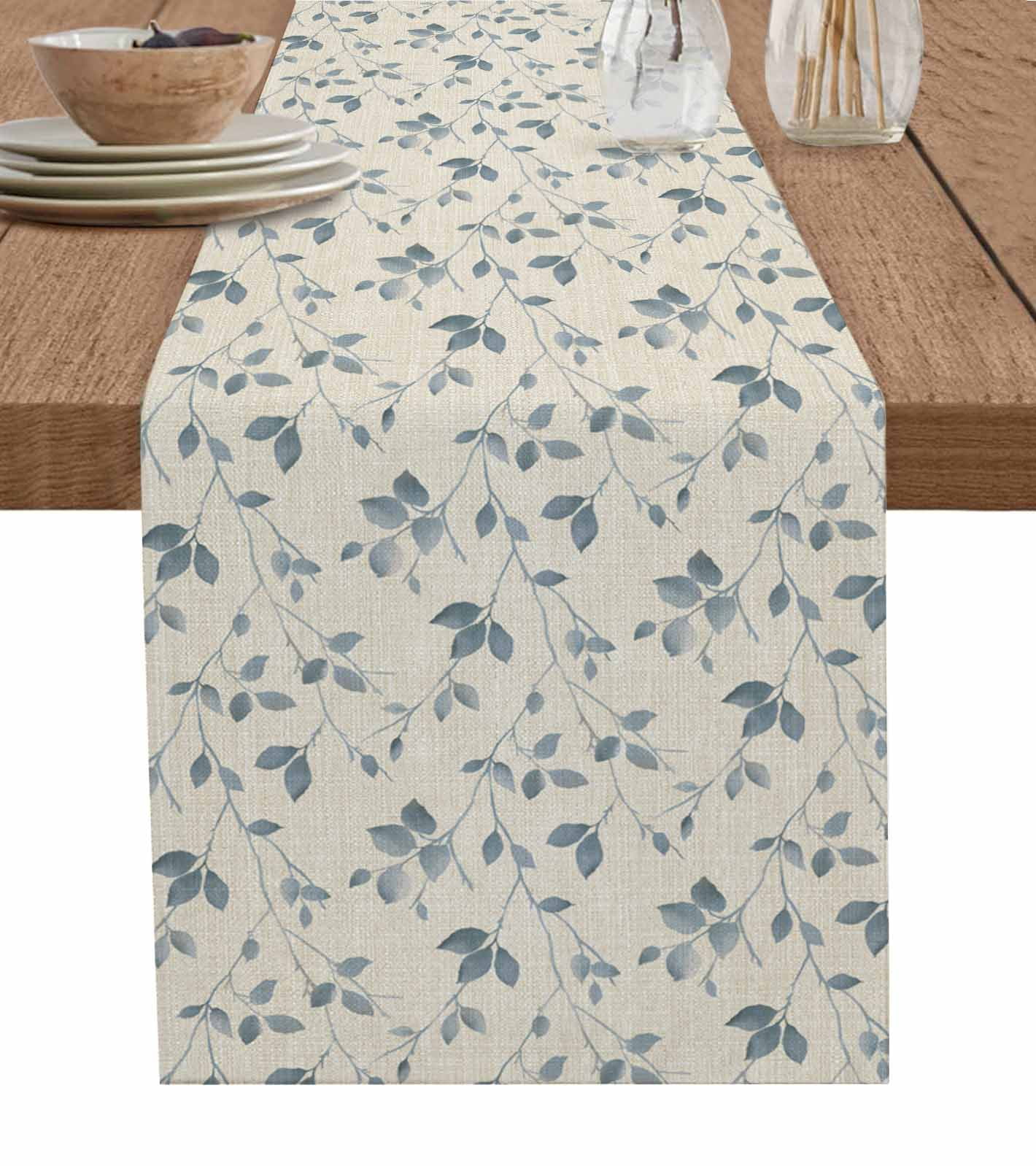 Branches Leaves Table Runner Cotton Linen 60 Inch Holiday Dresser ...