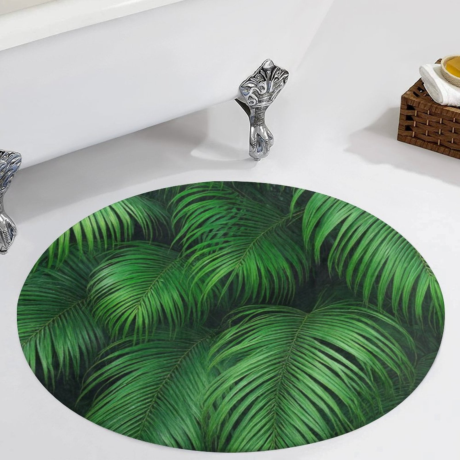 Branches Of Green Palm Trees-2 Area Round Carpet Living Room Bedroom ...
