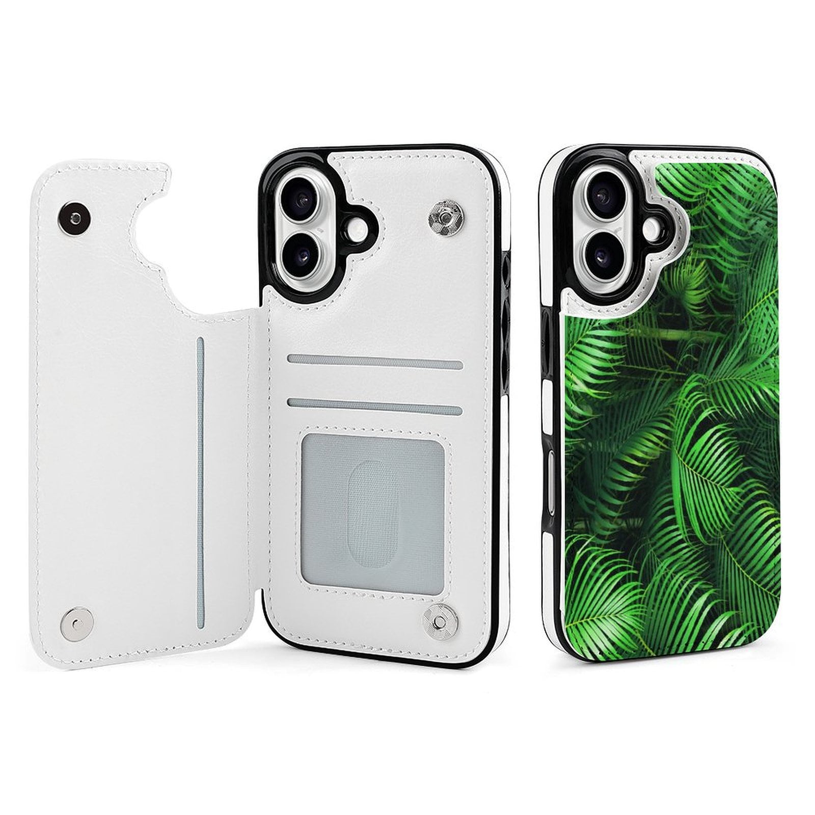 Branches Of Green Palm Trees Leather Wallet Case for iPhone 16 Pro Max ...