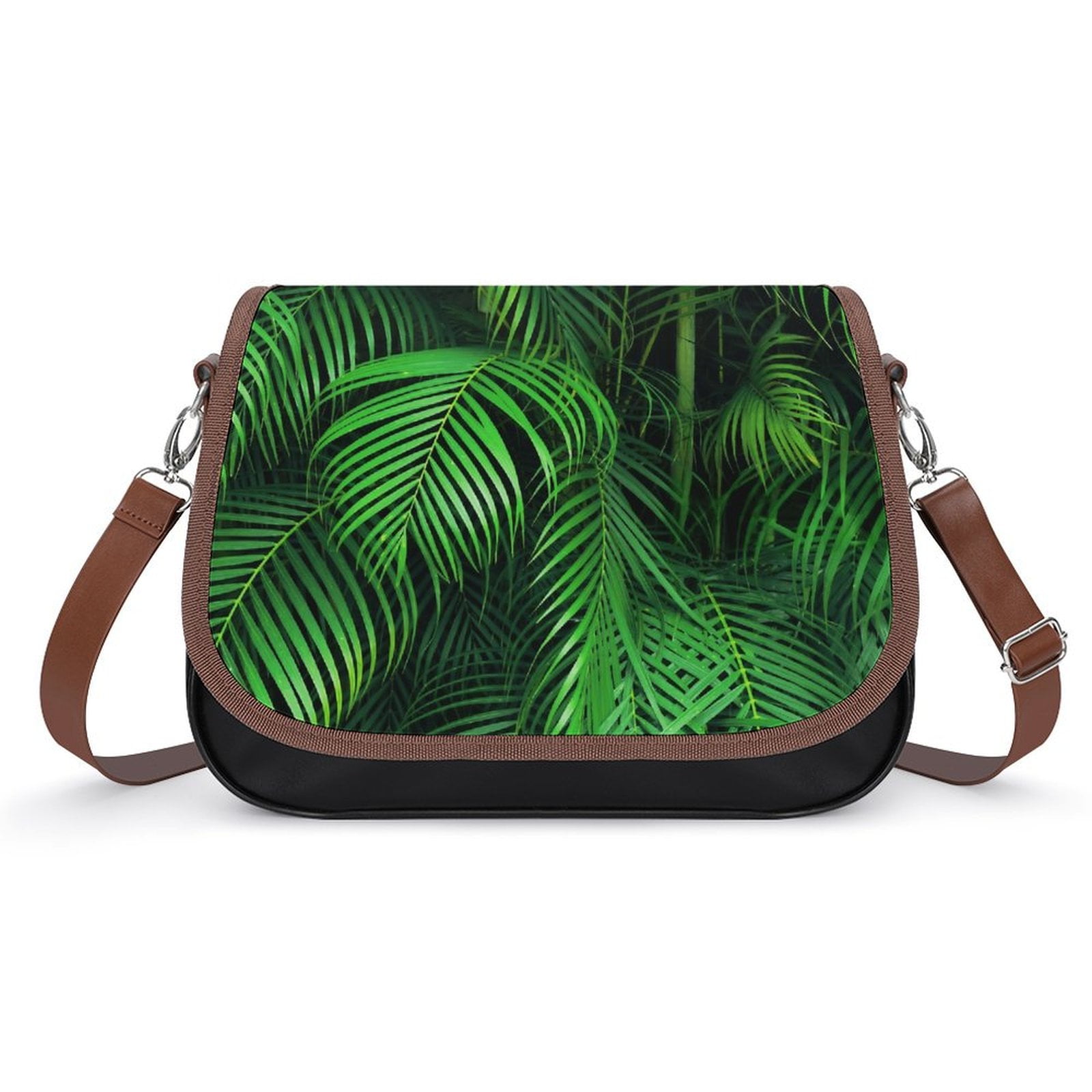 Branches Of Green Palm Trees Pu Leather Shoulder Bag Essential For ...