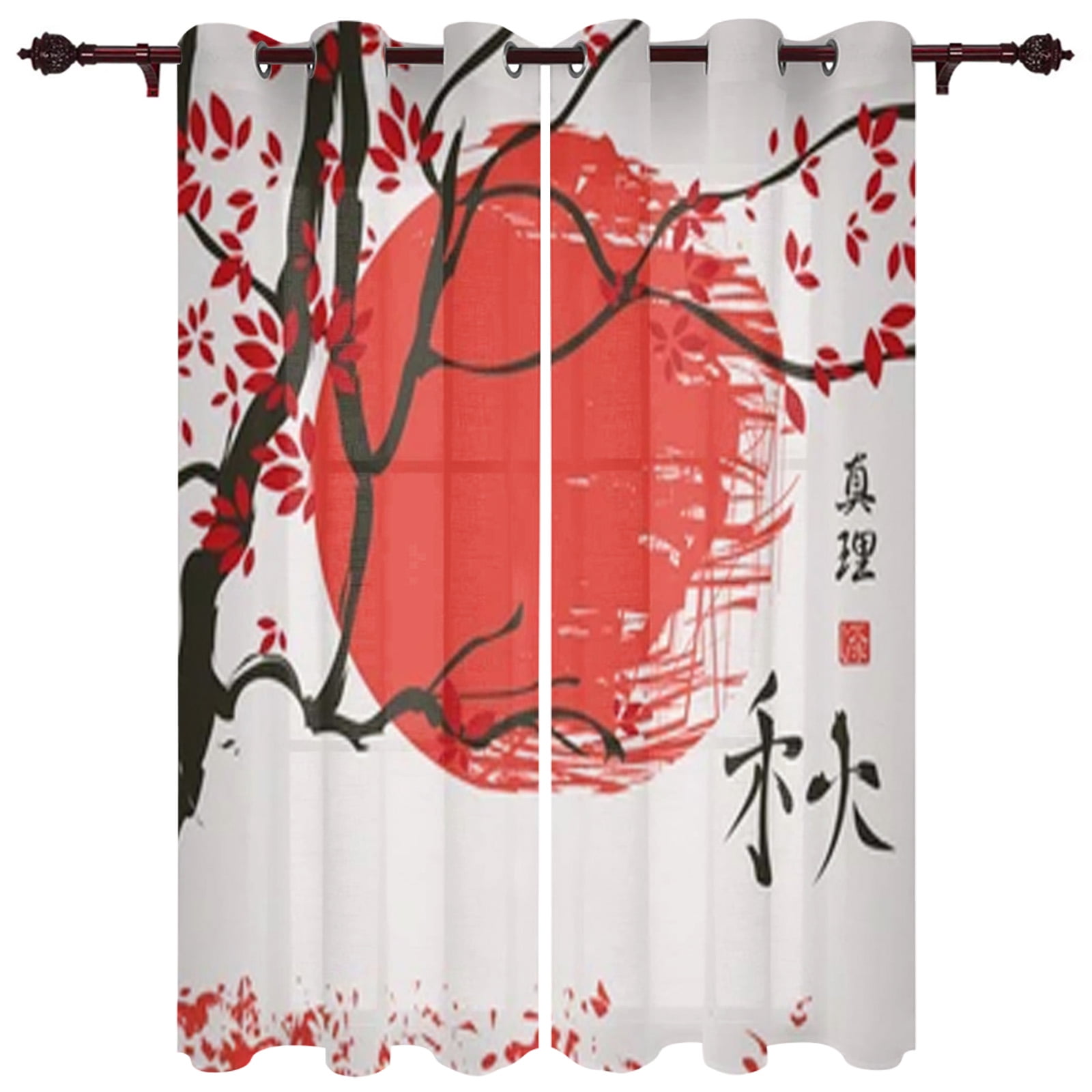 Branches Of Sakura Japanese Style Window Curtain For Kids Room Home ...