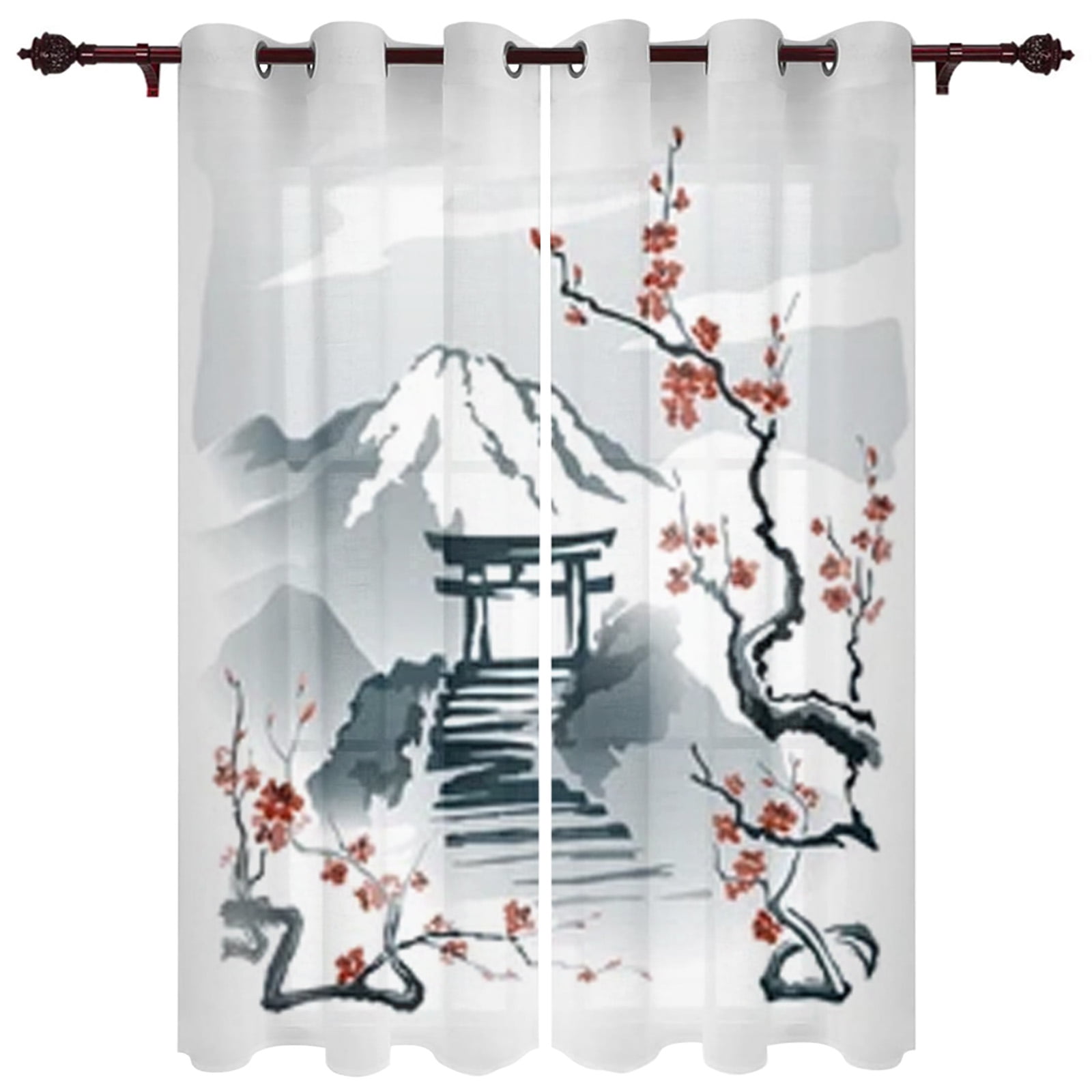 Branches Of Sakura Japanese Style Window Curtain For Kids Room Home ...