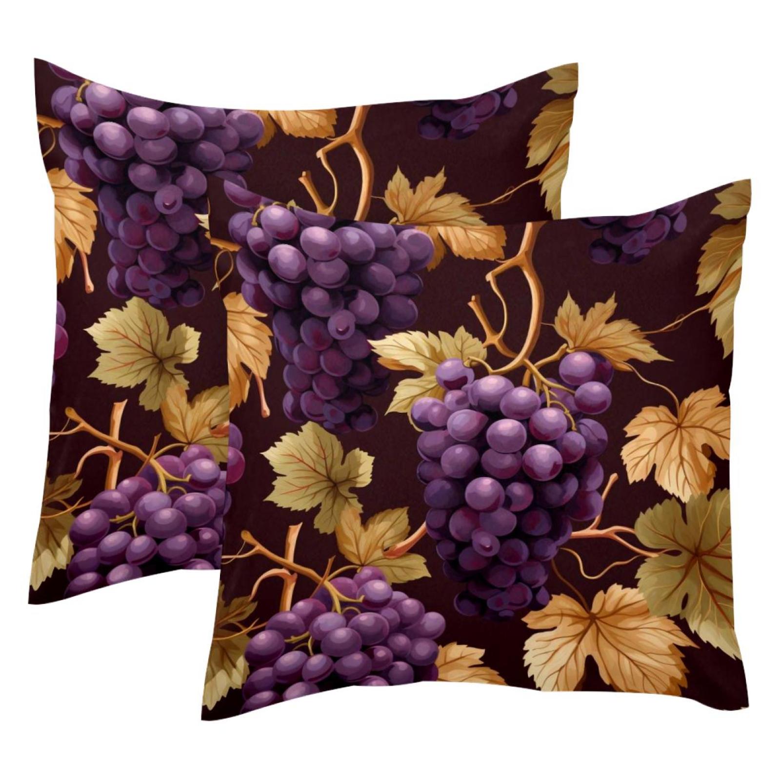 Branches of Grapes Fruits Pack of 2 Pillow Covers 18x18 Inch, Farmhouse ...