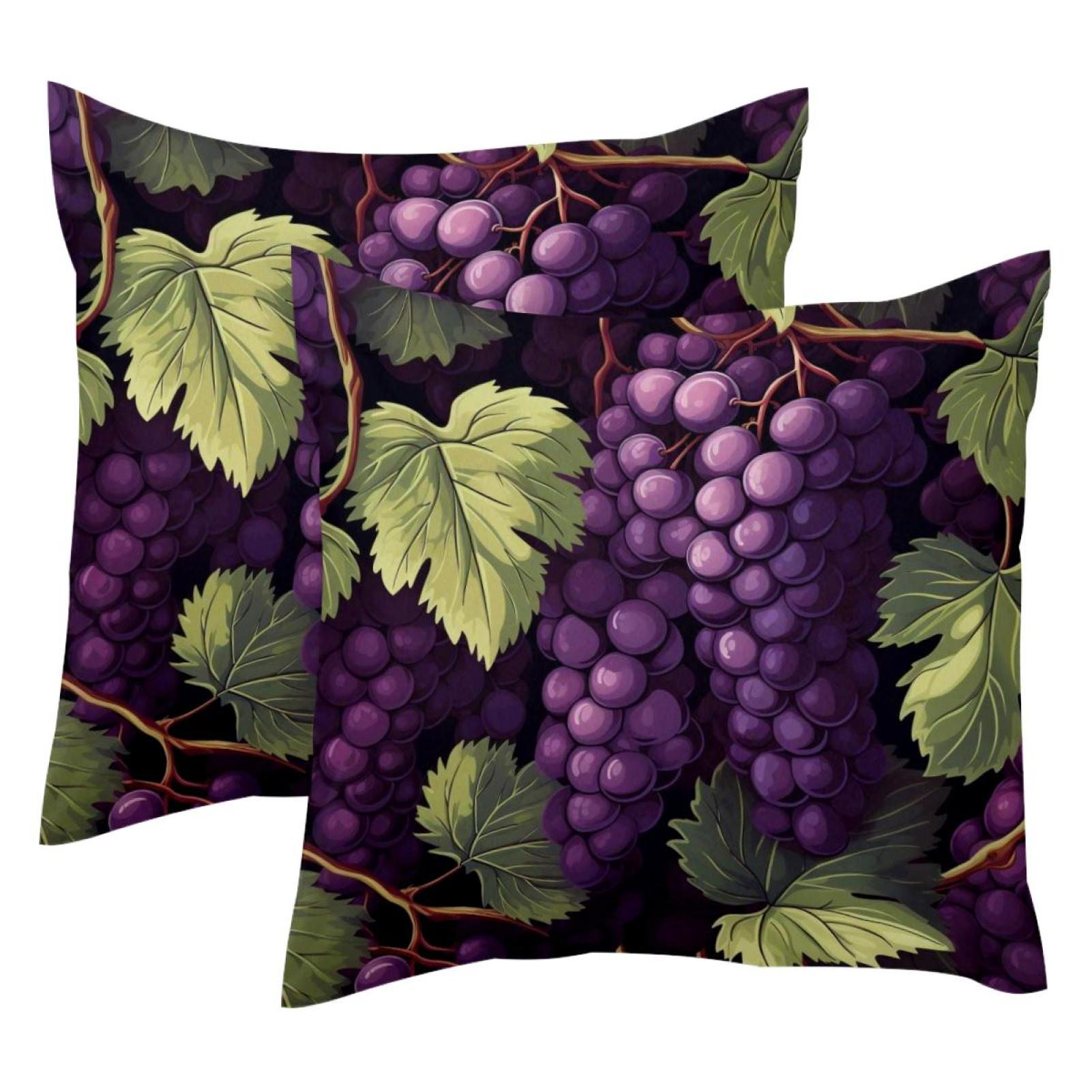 Branches of Grapes Fruits Pack of 2 Pillow Covers 18x18 Inch, Farmhouse ...