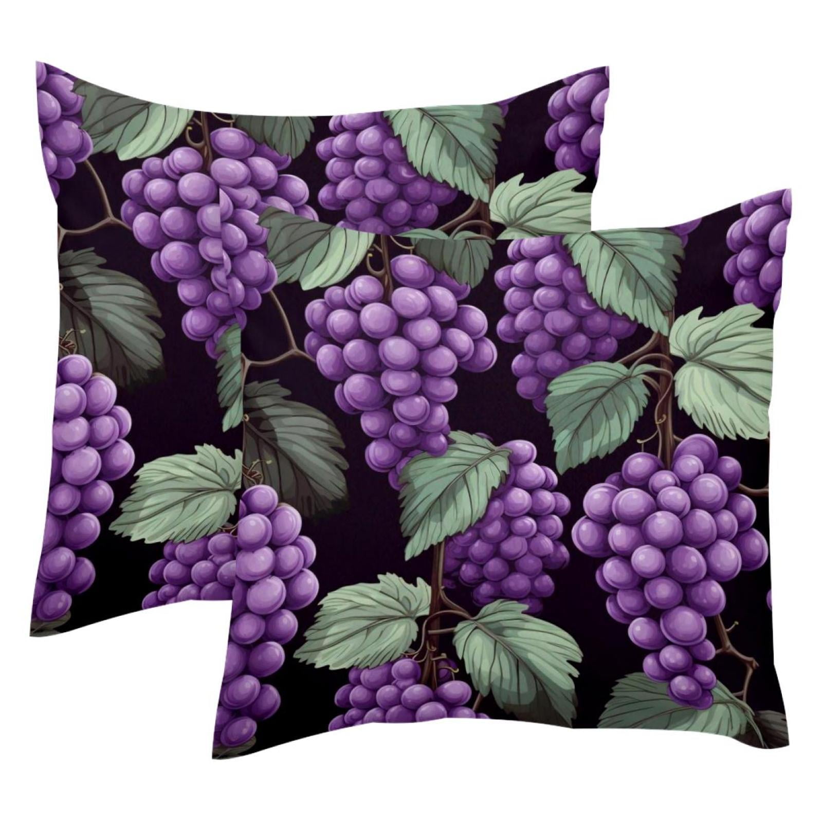 Branches of Grapes Fruits Pack of 2 Pillow Covers 18x18 Inch, Farmhouse ...