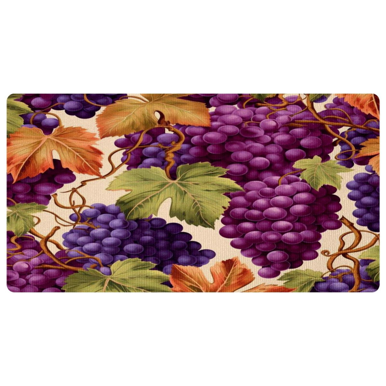 Branches of Grapes Fruits Prints Kitchen Mat, Non Slip Washable Floor ...