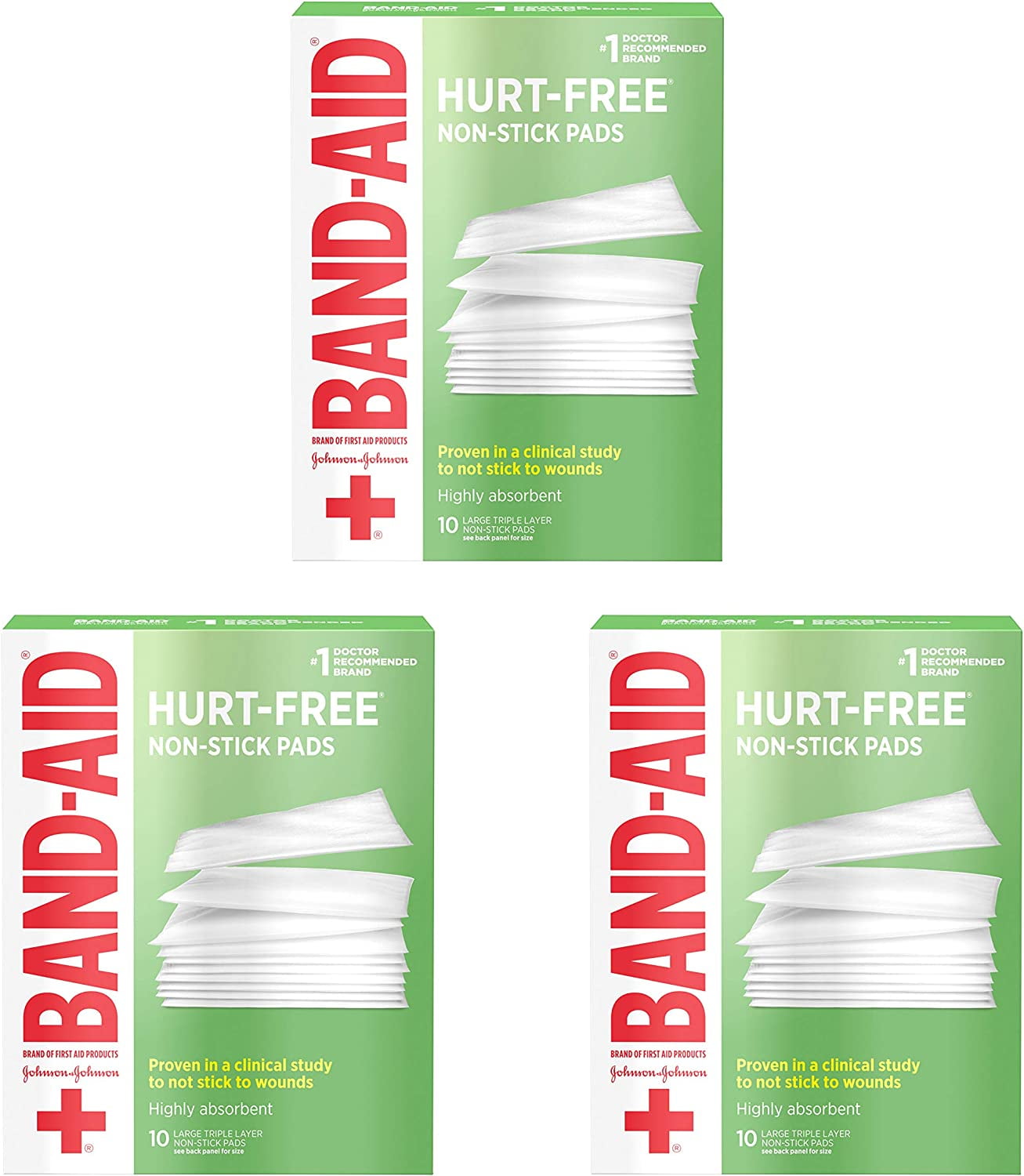 Band-Aid Brand Adhesive Bandages, 3x4-Inch Hurt-Free Non-Stick Pads for ...