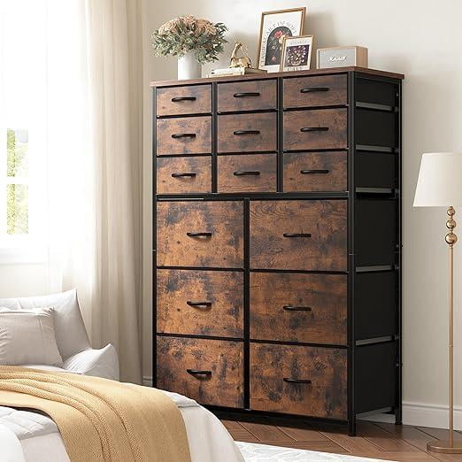 【Brand Day】RaybeeFurniture 16 Drawer Dresser, Tall Fabric Dresser ...