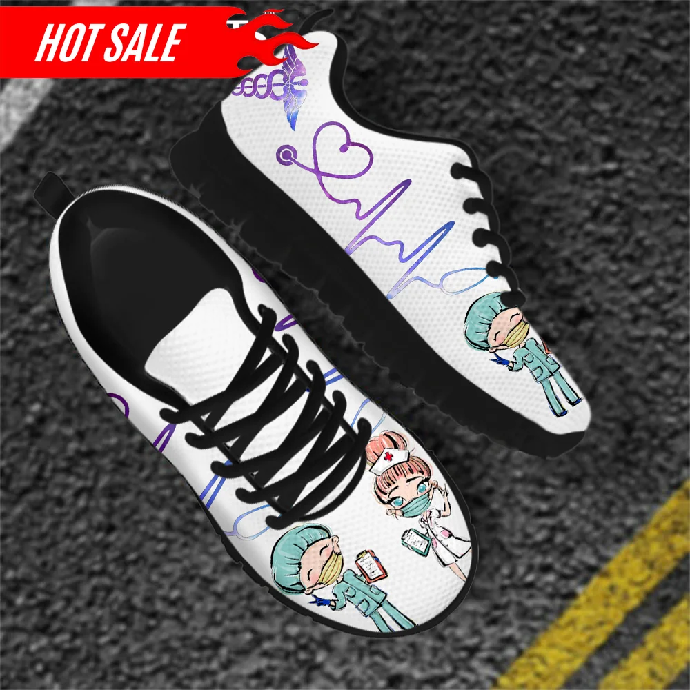 Brand Design Cartoon Nurse Doctor Heartbeat Medical Sneakers Lace Up ...