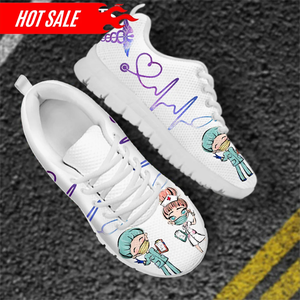 Brand Design Cartoon Nurse Doctor Heartbeat Medical Sneakers Lace Up ...