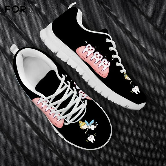 Brand Design Ladies Shoes Lovely Cartoon Dental Fairy Tooth Print Women ...
