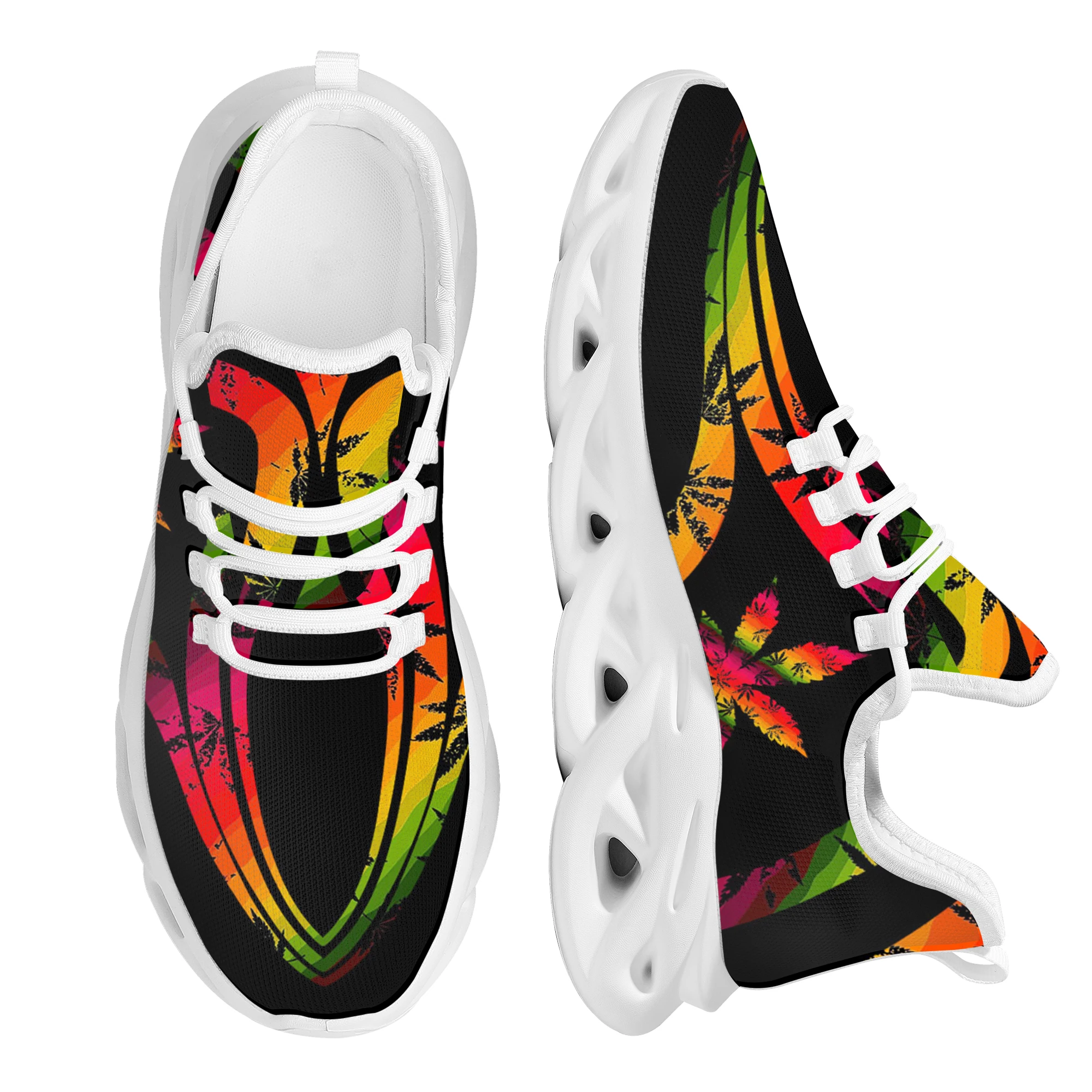 Brand Design Women Sneakers Fashion Weed Leaves Designs Female Shoes ...