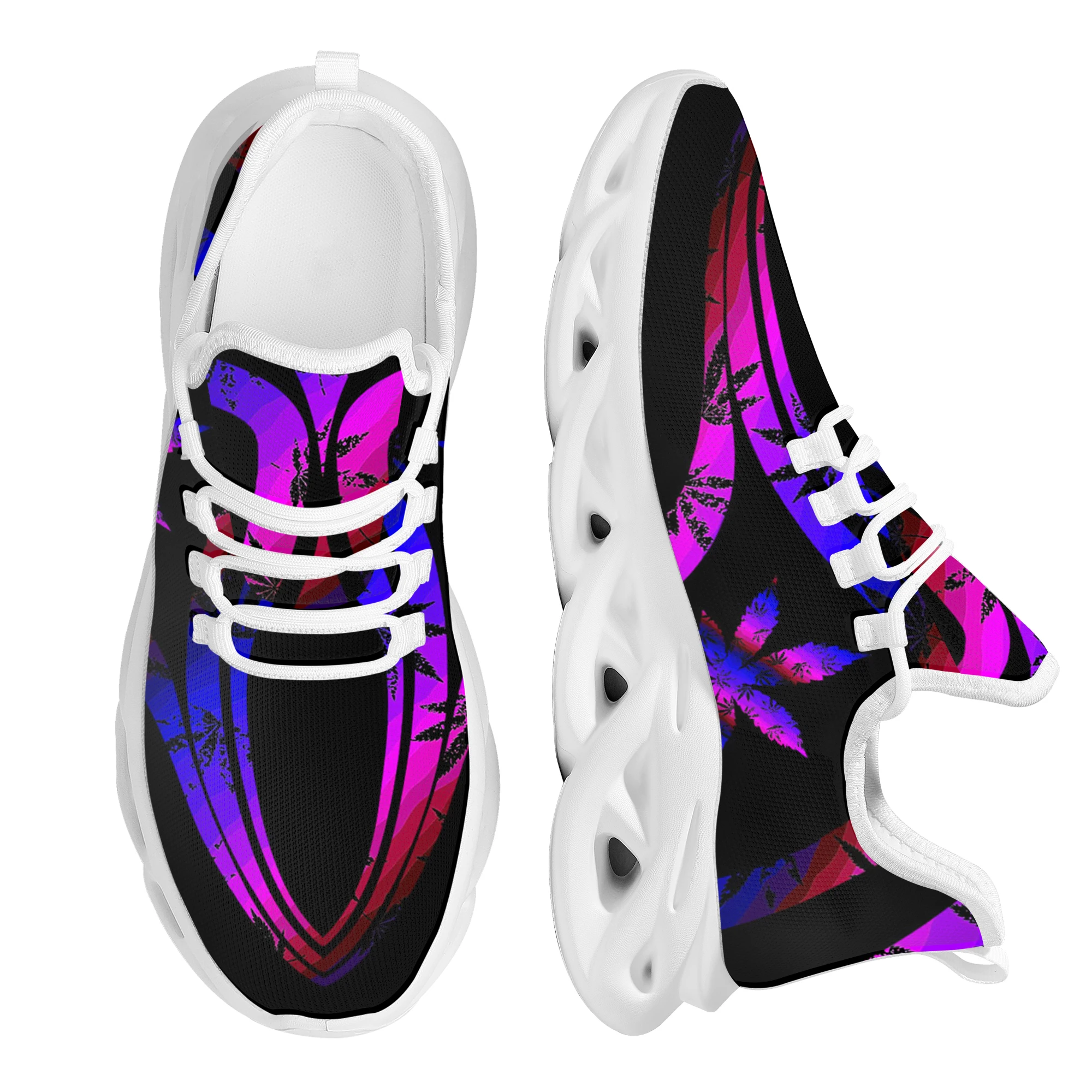 Brand Design Women Sneakers Fashion Weed Leaves Designs Female Shoes ...