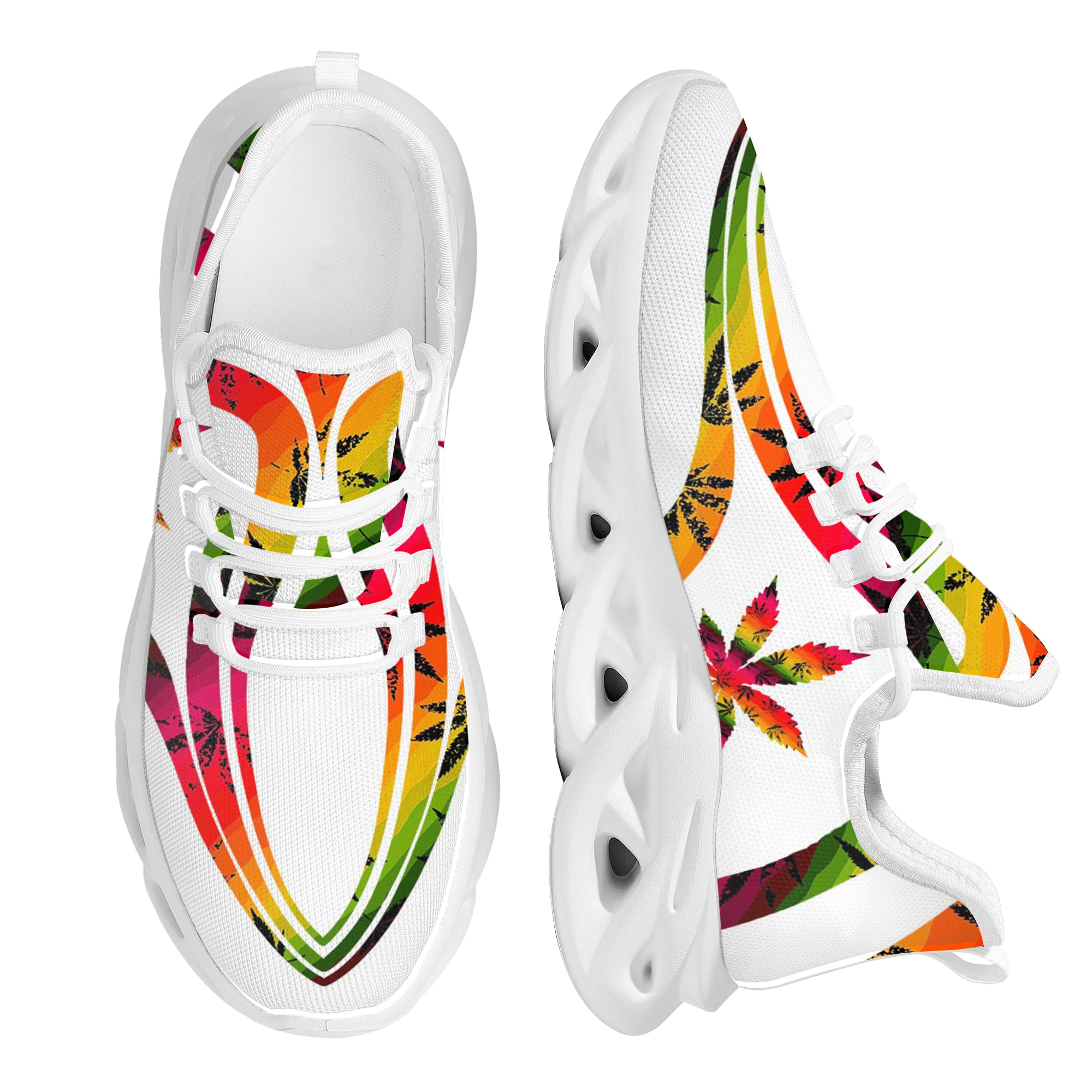 Brand Design Women Sneakers Fashion Weed Leaves Designs Female Shoes ...