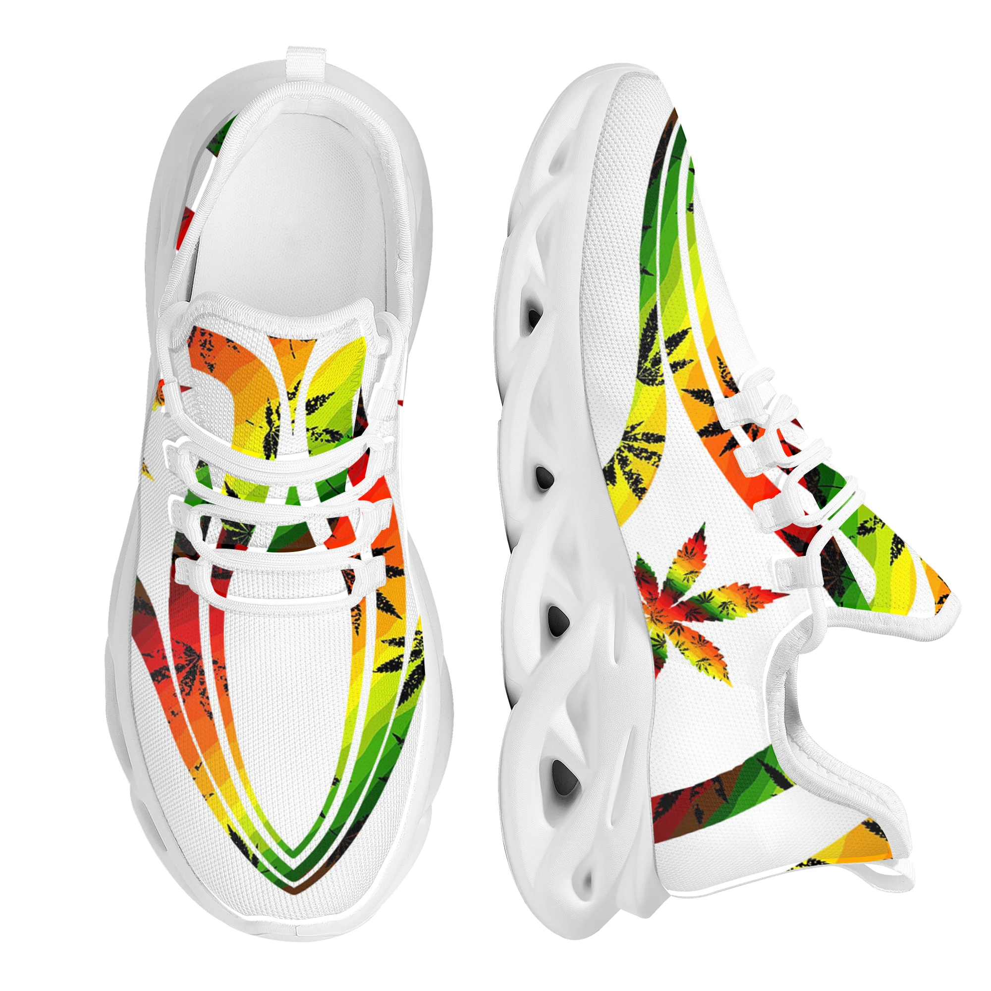 Brand Design Women Sneakers Fashion Weed Leaves Designs Female Shoes ...