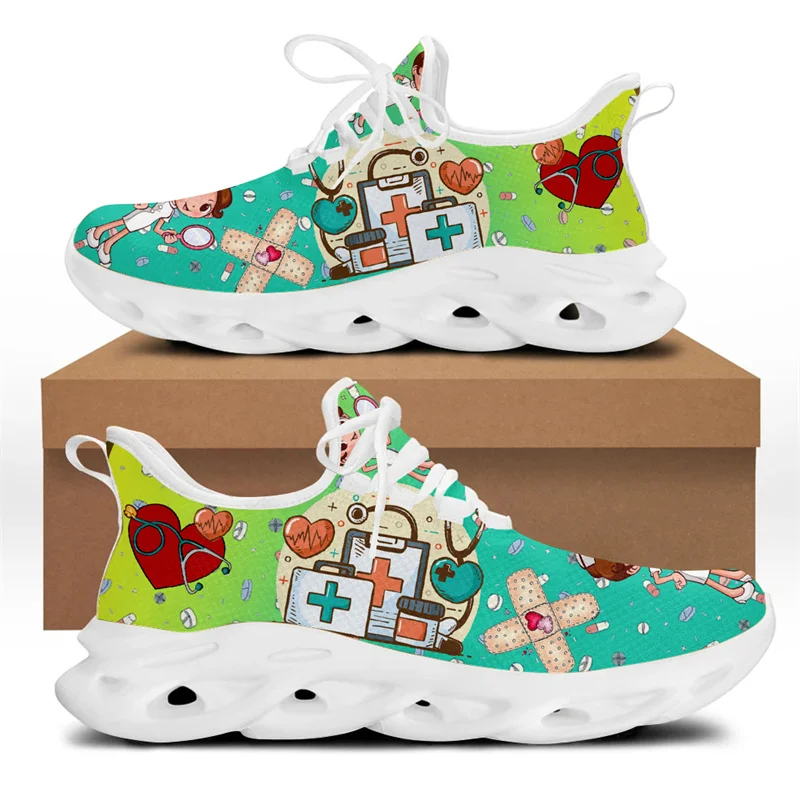 Brand Design Women Sneakers White Nursing Shoes Cute Cartoon Nurse ...