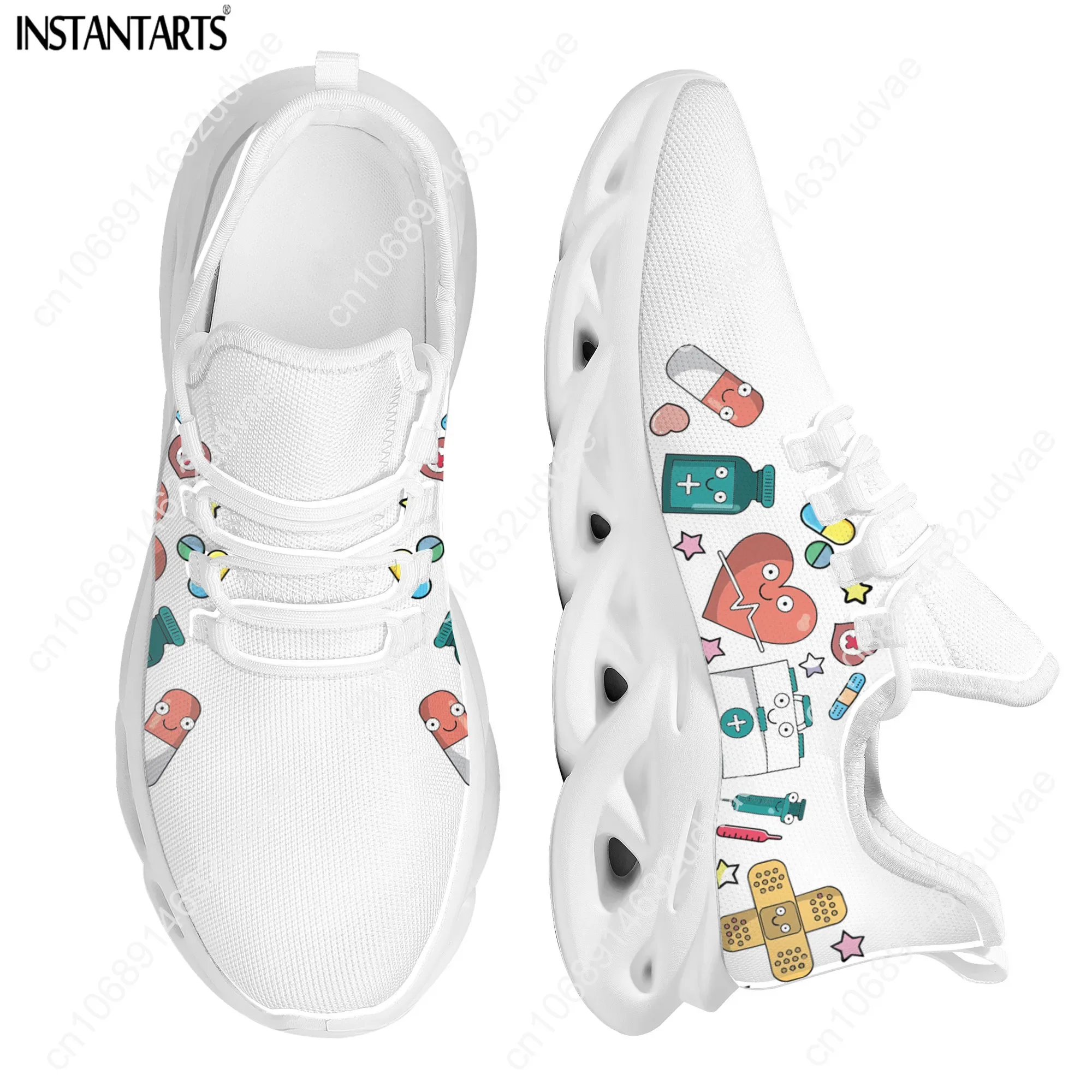 Brand Design Women Sneakers White Nursing Shoes Cute Cartoon Nurse ...