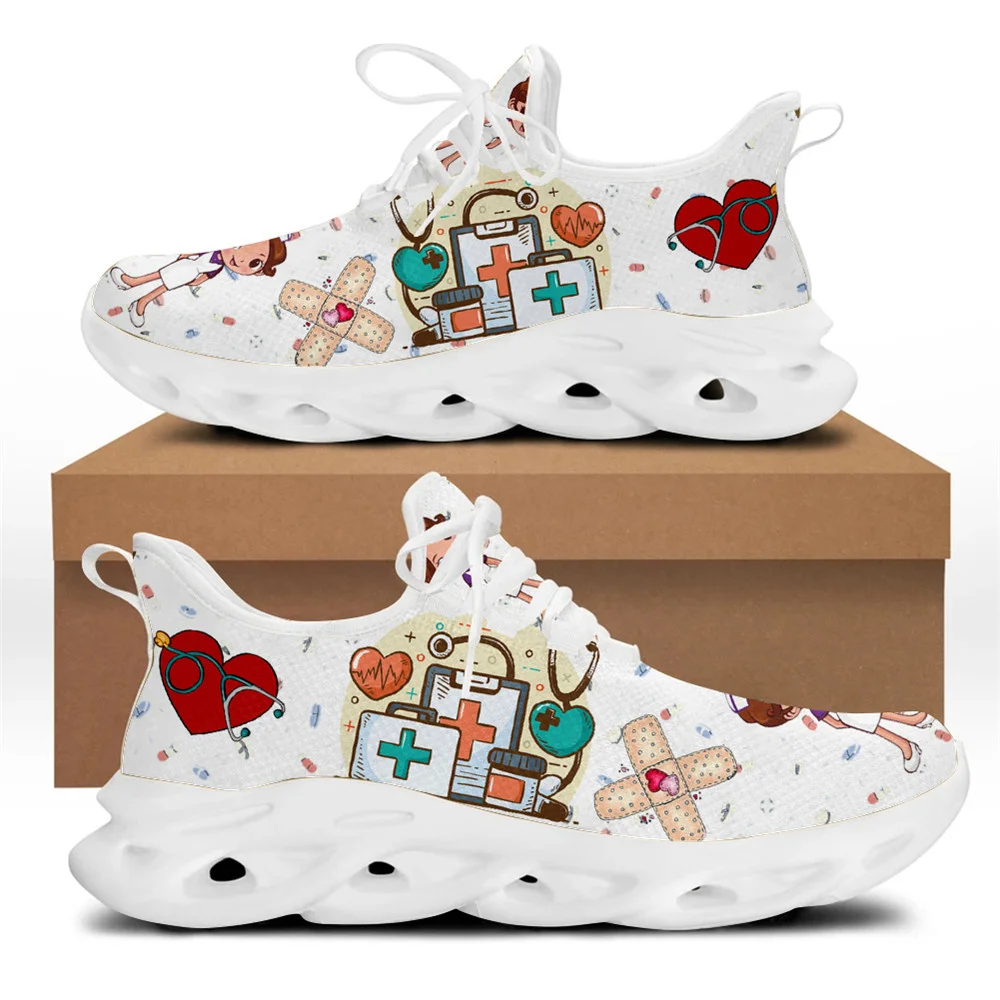 Brand Design Women Sneakers White Nursing Shoes Cute Cartoon Nurse ...
