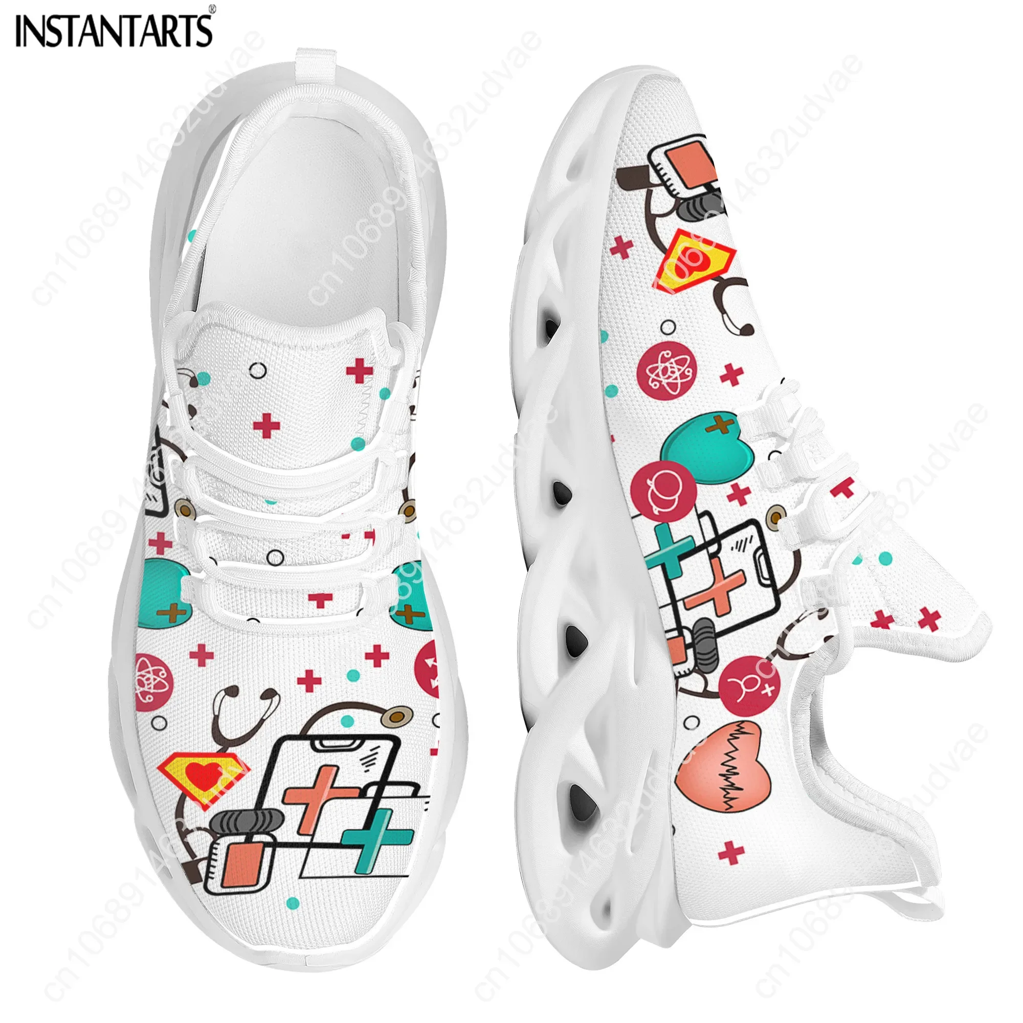 Brand Design Women Sneakers White Nursing Shoes Cute Cartoon Nurse ...