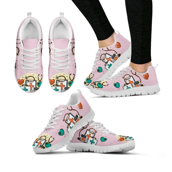 Brand Design Women Sneakers White Nursing Shoes Cute Cartoon Nurse ...