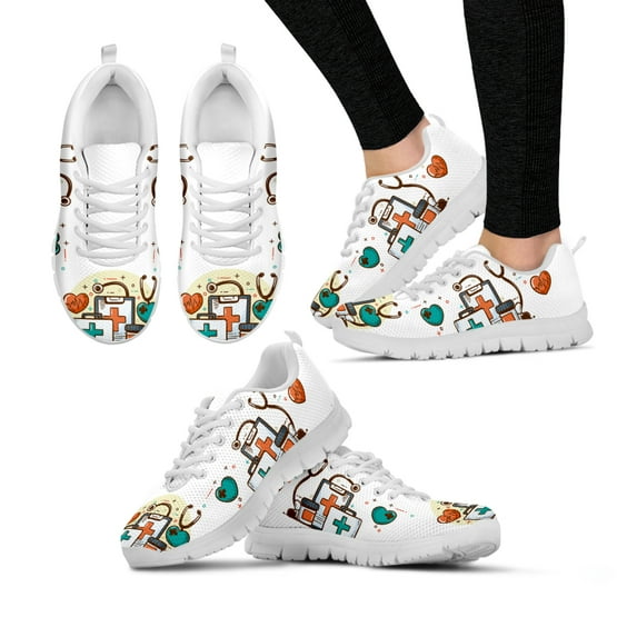 Brand Design Women Sneakers White Nursing Shoes Cute Cartoon Nurse ...