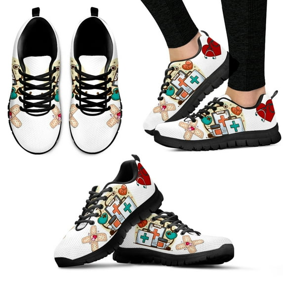 Brand Design Women Sneakers White Nursing Shoes Cute Cartoon Nurse ...