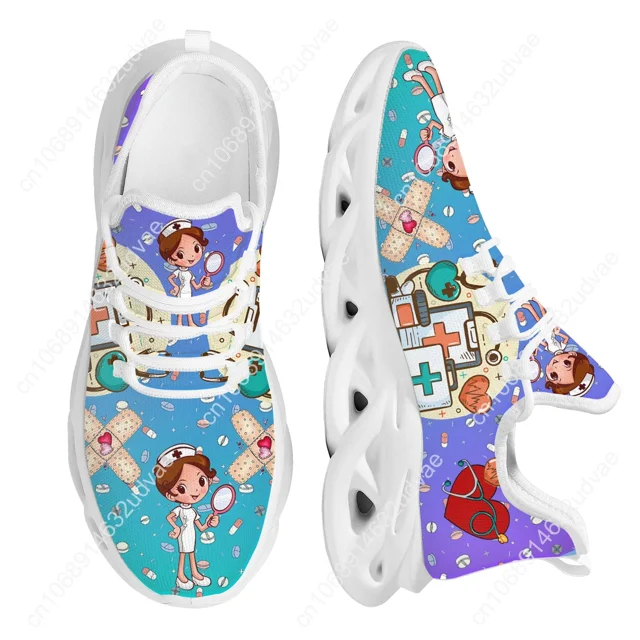 Brand Design Women Sneakers White Nursing Shoes Cute Cartoon Nurse ...
