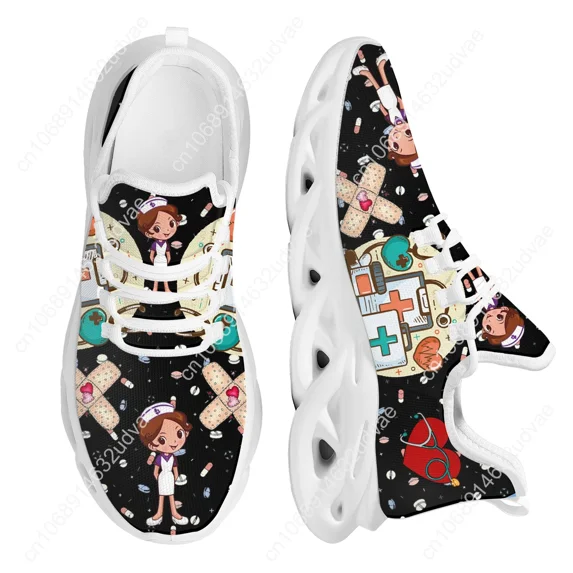 Brand Design Women Sneakers White Nursing Shoes Cute Cartoon Nurse ...
