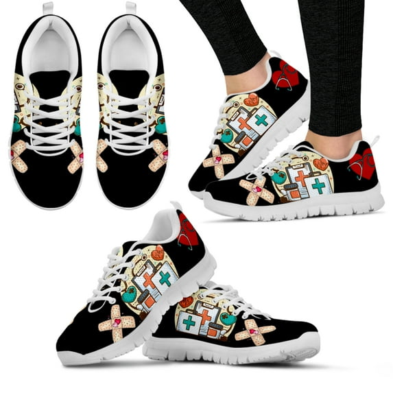 Brand Design Women Sneakers White Nursing Shoes Cute Cartoon Nurse ...