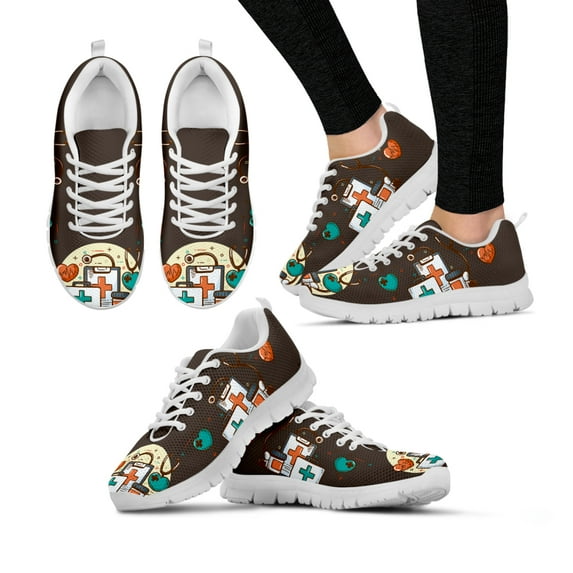Brand Design Women Sneakers White Nursing Shoes Cute Cartoon Nurse ...