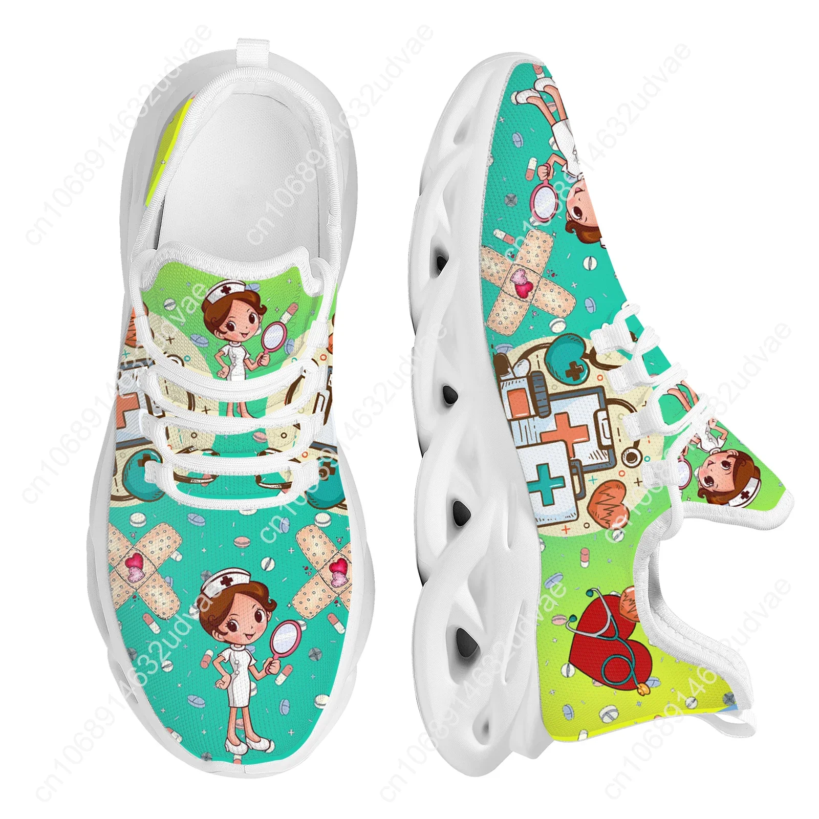Brand Design Women Sneakers White Nursing Shoes Cute Cartoon Nurse ...