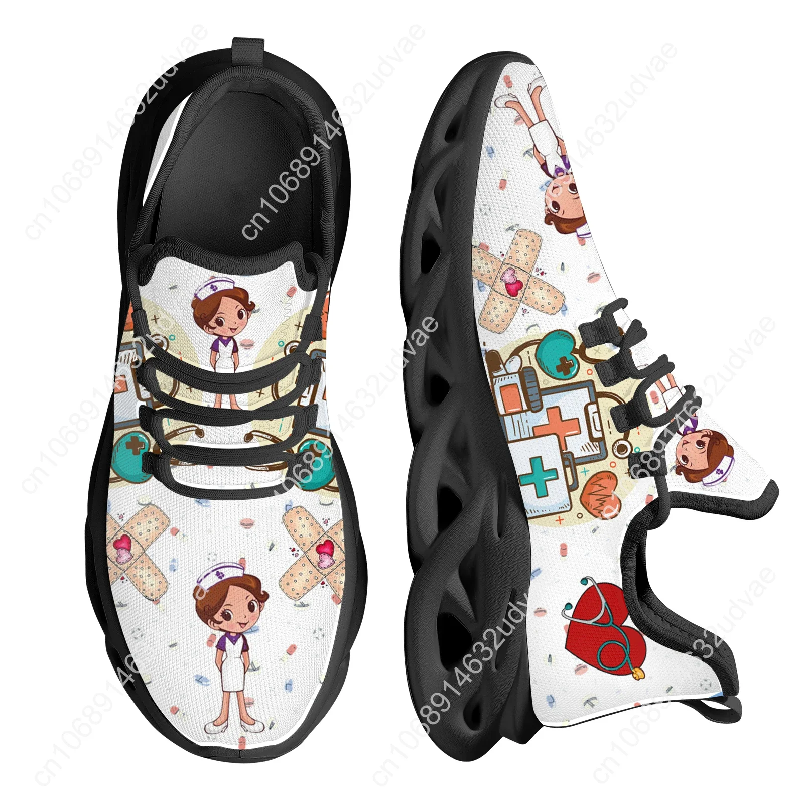 Brand Design Women Sneakers White Nursing Shoes Cute Cartoon Nurse ...