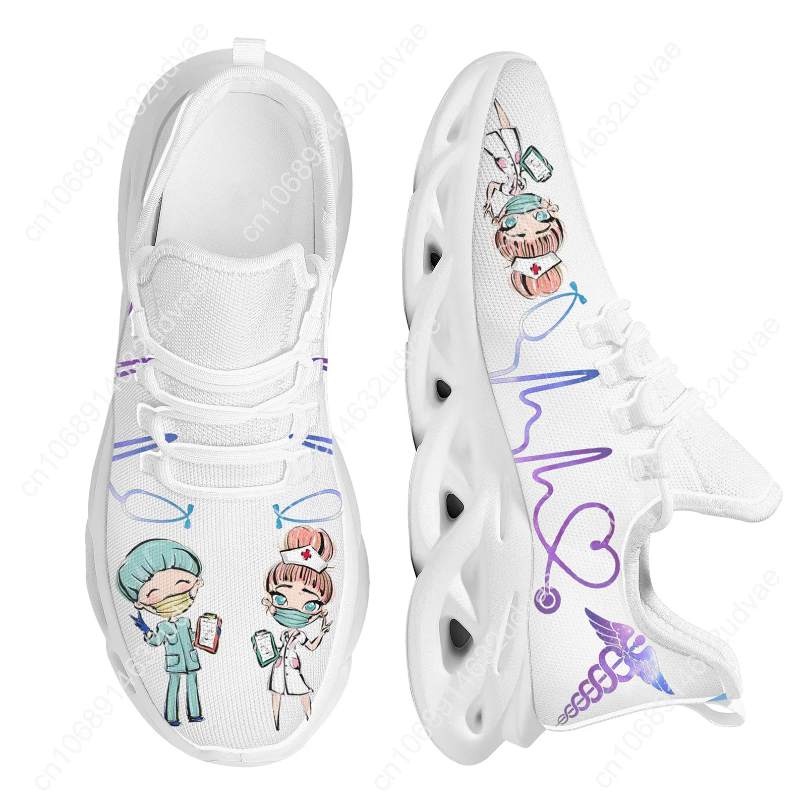 Brand Design Women Sneakers White Nursing Shoes Cute Cartoon Nurse ...