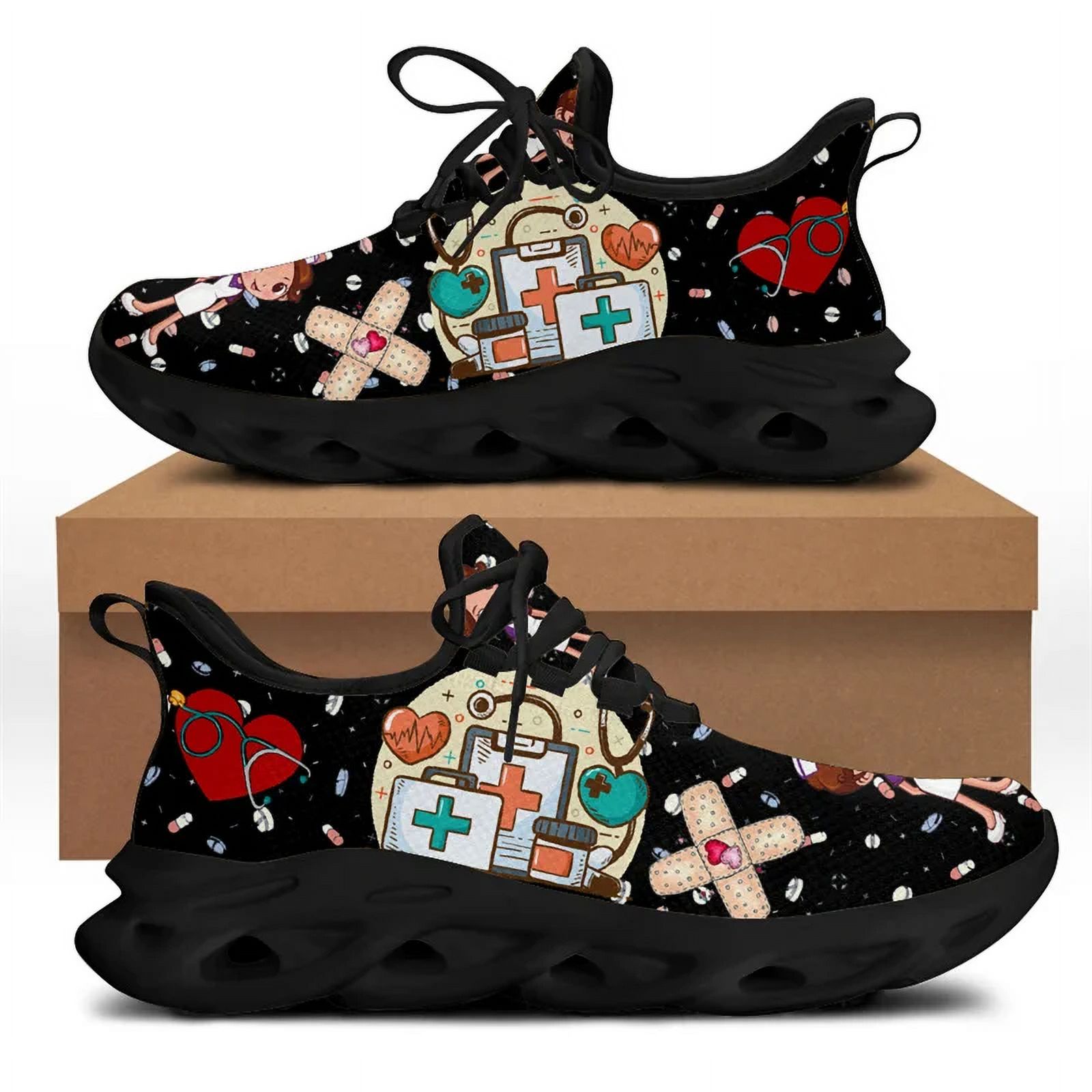 Brand Design Women Sneakers White Nursing Shoes Cute Cartoon Nurse ...