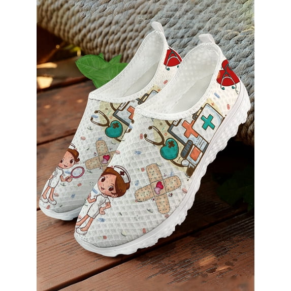 Brand Design Women White Nursing Shoes Cute Cartoon Nurse Doctor ...