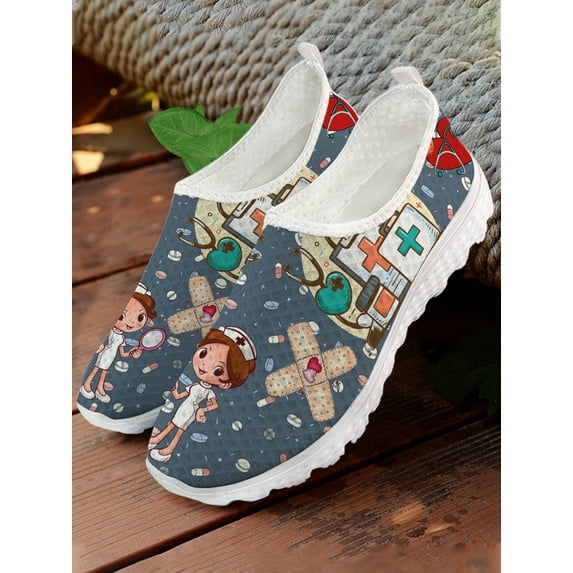 Brand Design Women White Nursing Shoes Cute Cartoon Nurse Doctor ...